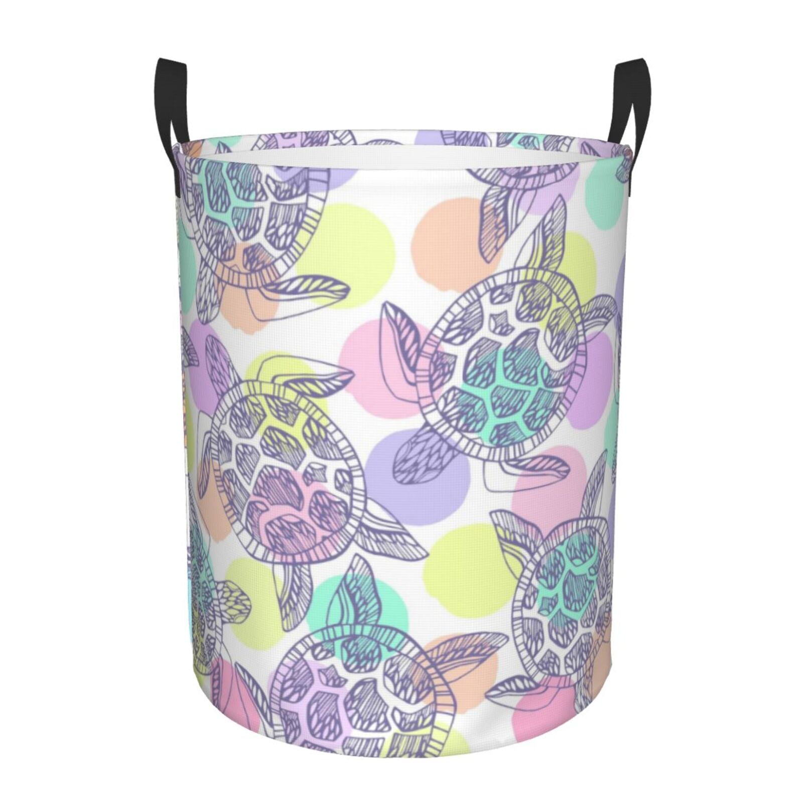 Fotbe Laundry Hamper With Durable Leather Laundry Basket Sea Turtles ...