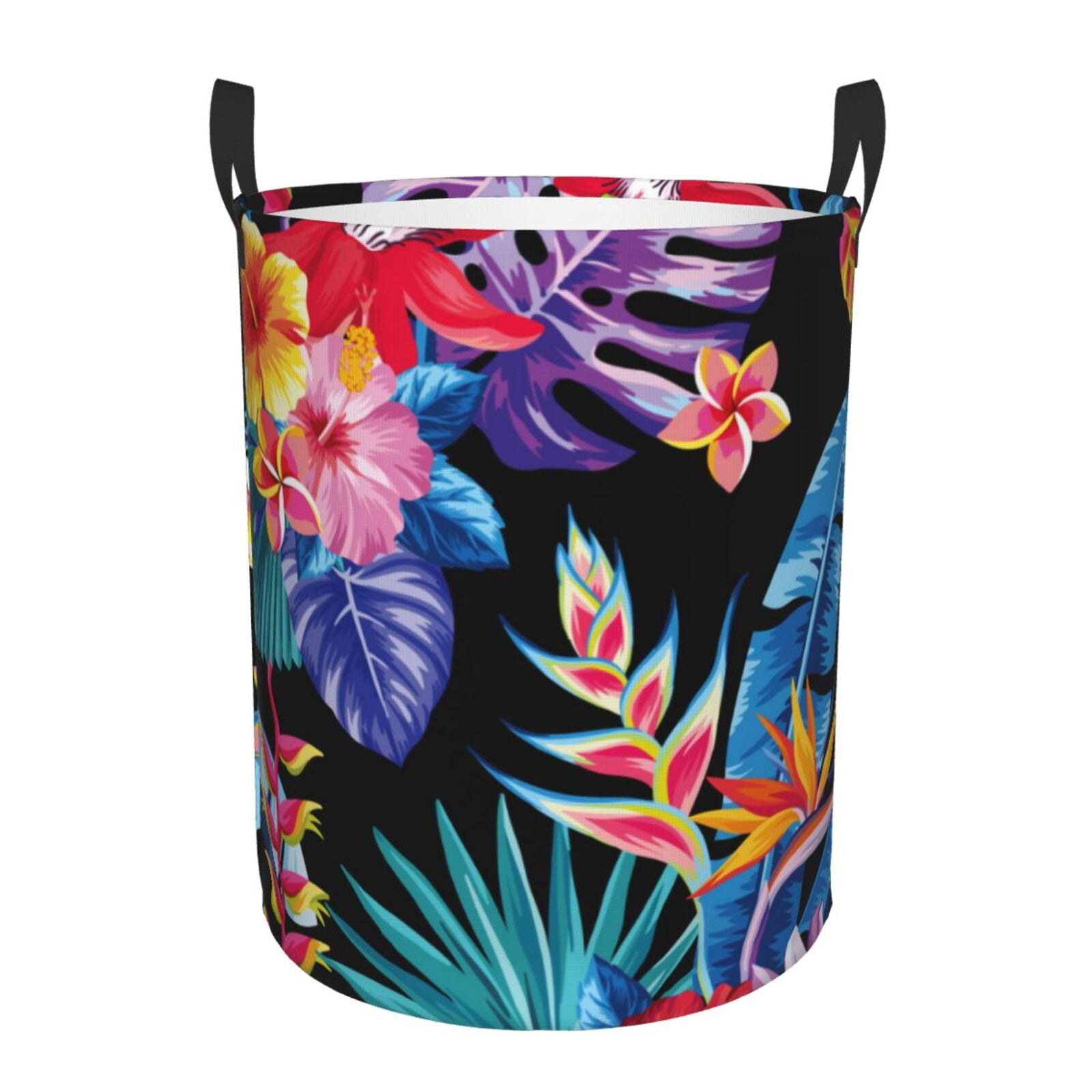 Fotbe Laundry Hamper With Durable Leather Laundry Basket Tropical Palm ...