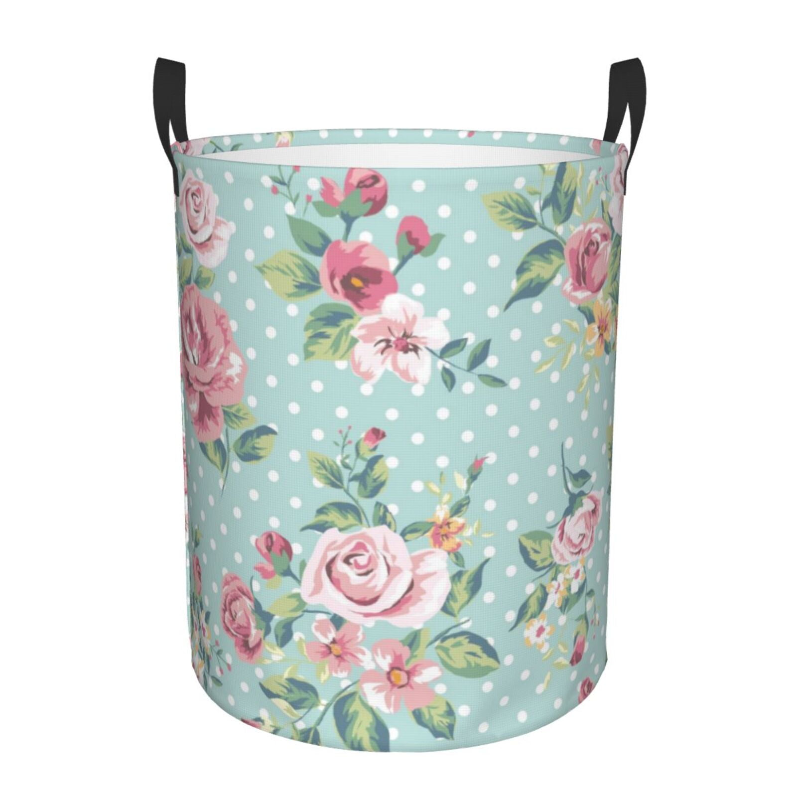 Fotbe Vintage Floral Laundry Basket with Handles, Waterproof Large ...
