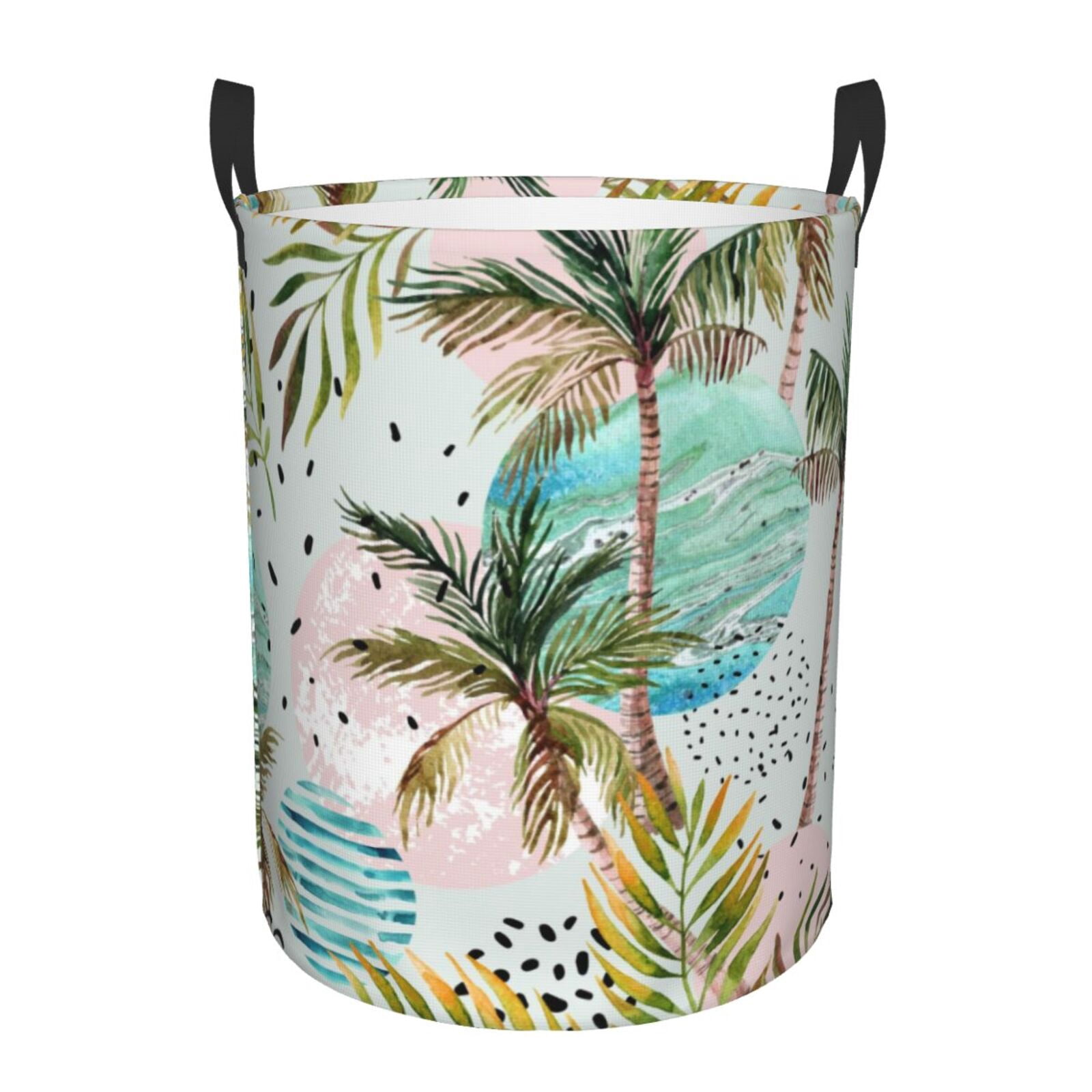Fotbe Laundry Hamper With Durable Leather Laundry Basket Watercolor ...