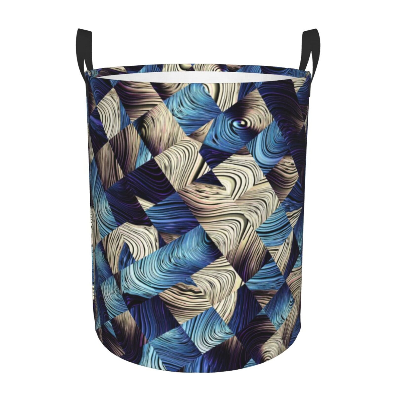 Fotbe Laundry Hamper With Durable Leather Laundry Basket Abstract Blue ...