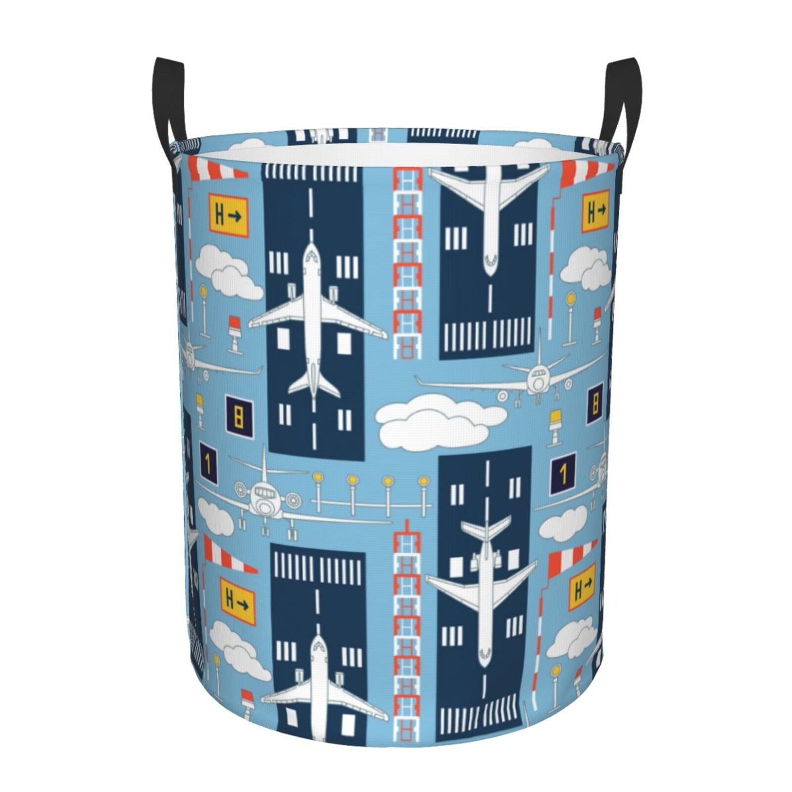 Fotbe Laundry Hamper With Durable Leather Laundry Basket Airplanes And ...
