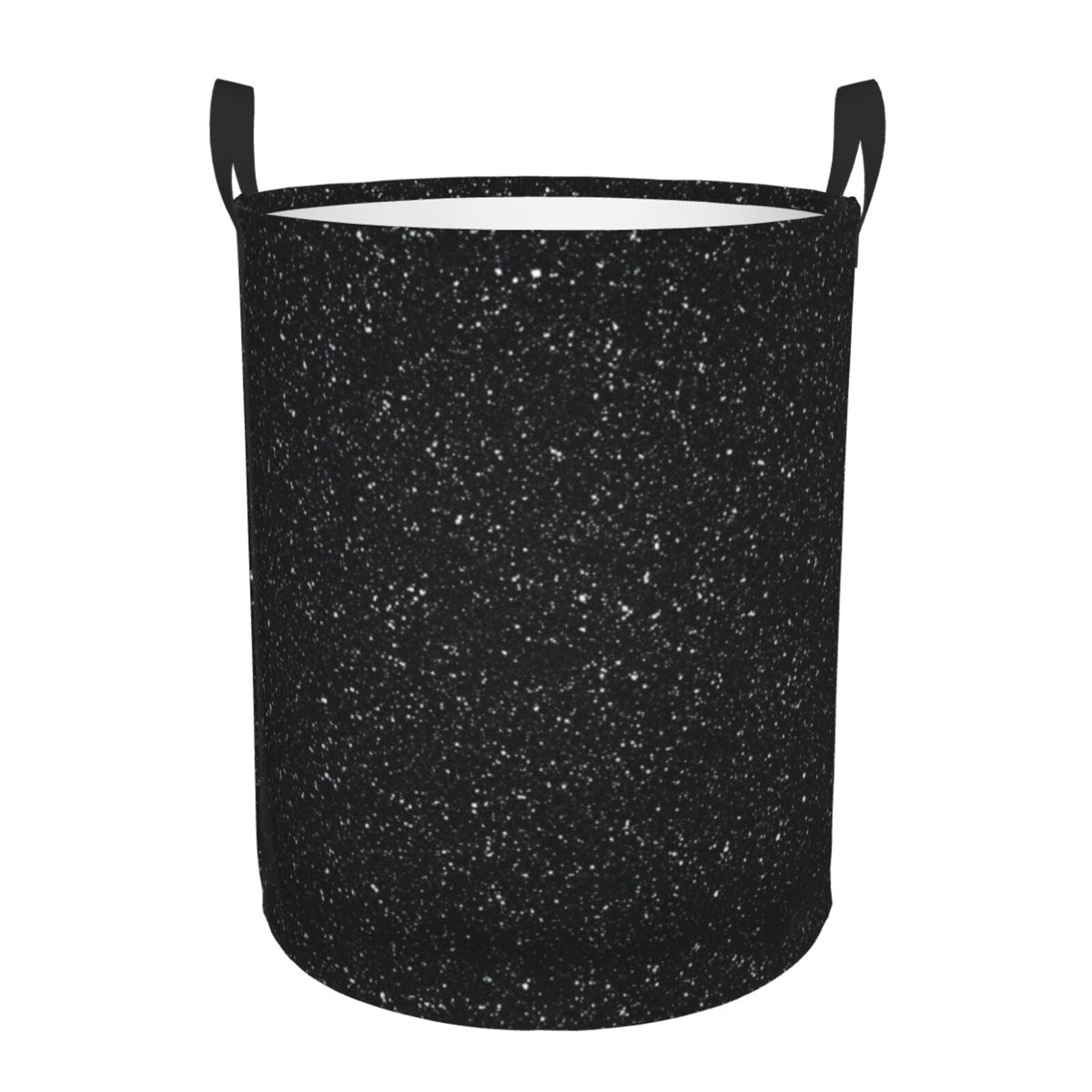 Fotbe Laundry Hamper With Durable Leather Laundry Basket Black Glitter ...