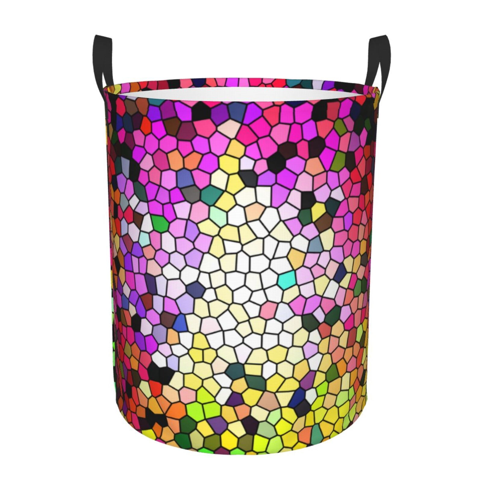 Fotbe Laundry Hamper With Durable Leather Laundry Basket Colorful Tie ...