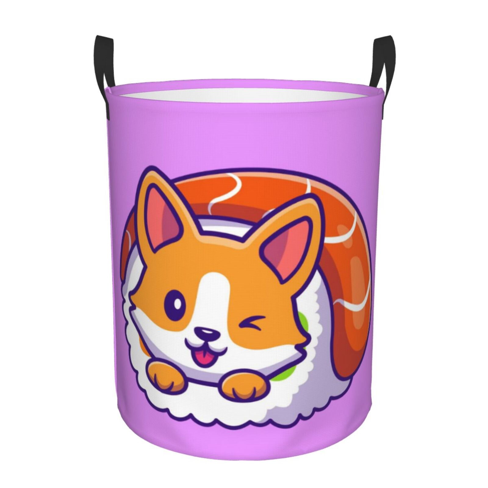 Fotbe Laundry Hamper With Durable Leather Laundry Basket Corgi In Sushi ...