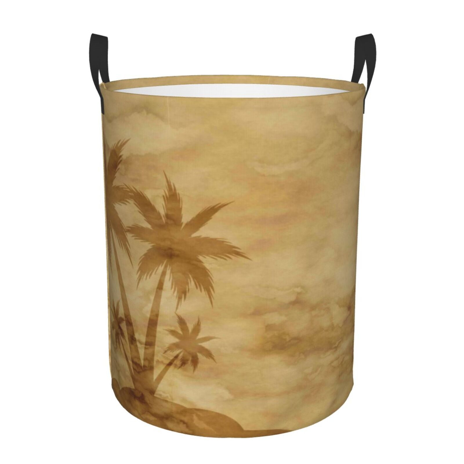 Fotbe Laundry Hamper With Durable Leather Laundry Basket Retro Palm ...