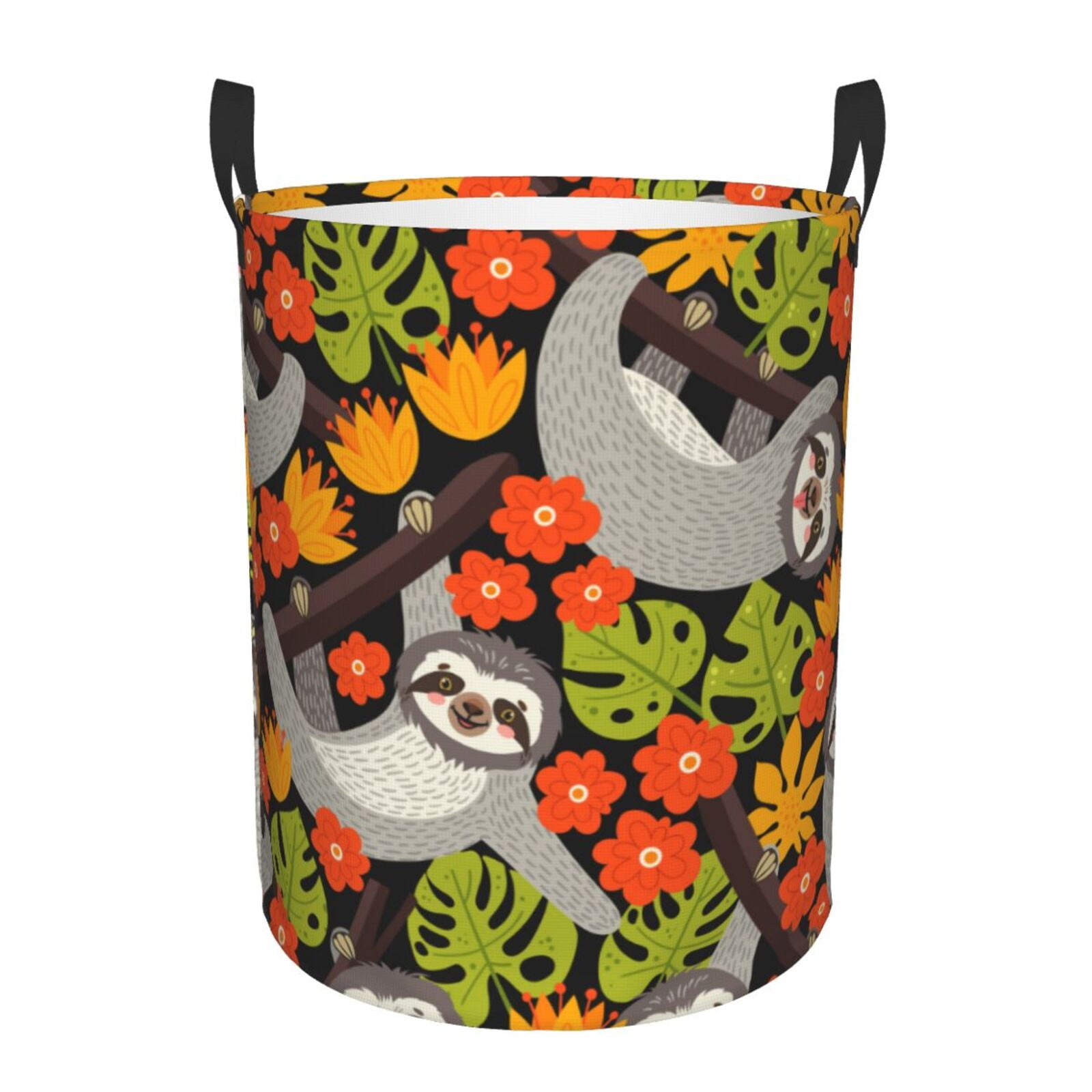 Fotbe Laundry Hamper With Durable Leather Laundry Basket Sloth On The ...