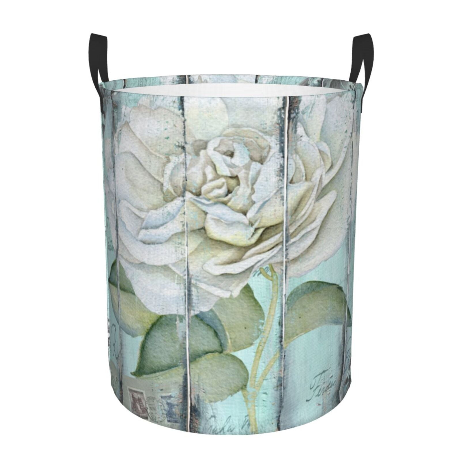 Fotbe Laundry Hamper With Durable Leather Laundry Basket Vintage Rose1 ...