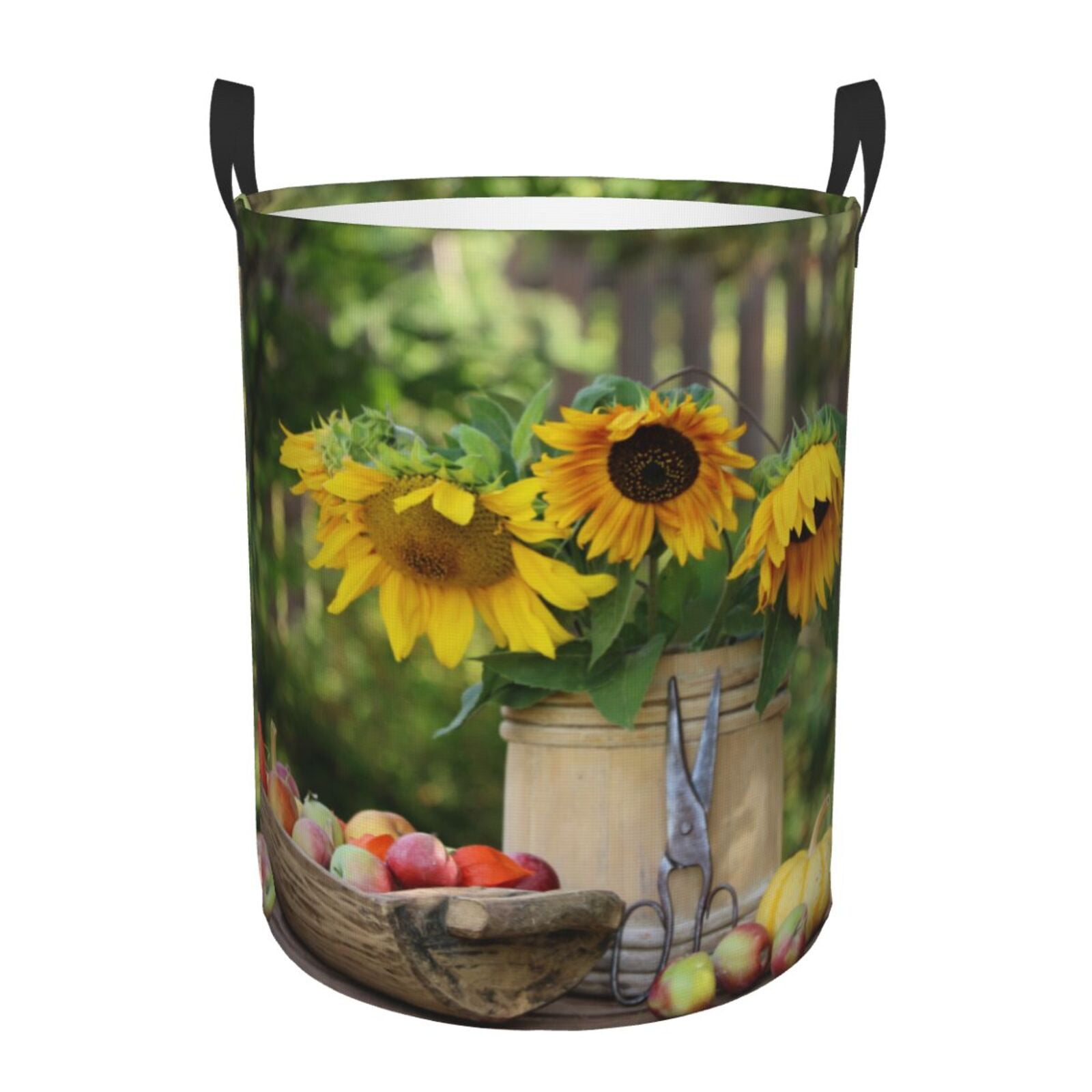 Fotbe Laundry Hamper With Durable Leather Laundry Basket Vintage Wooden ...