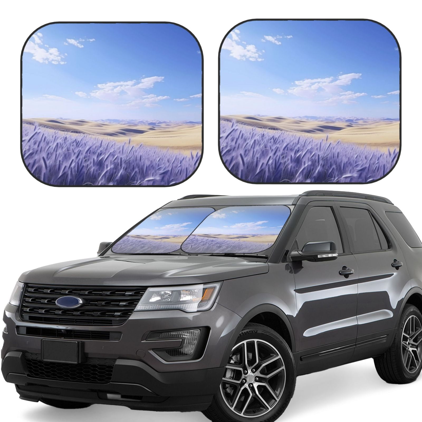 Fotbe Lavender Fields Under Blue Sky 2-Piece Car Windshield Sun Shade ...