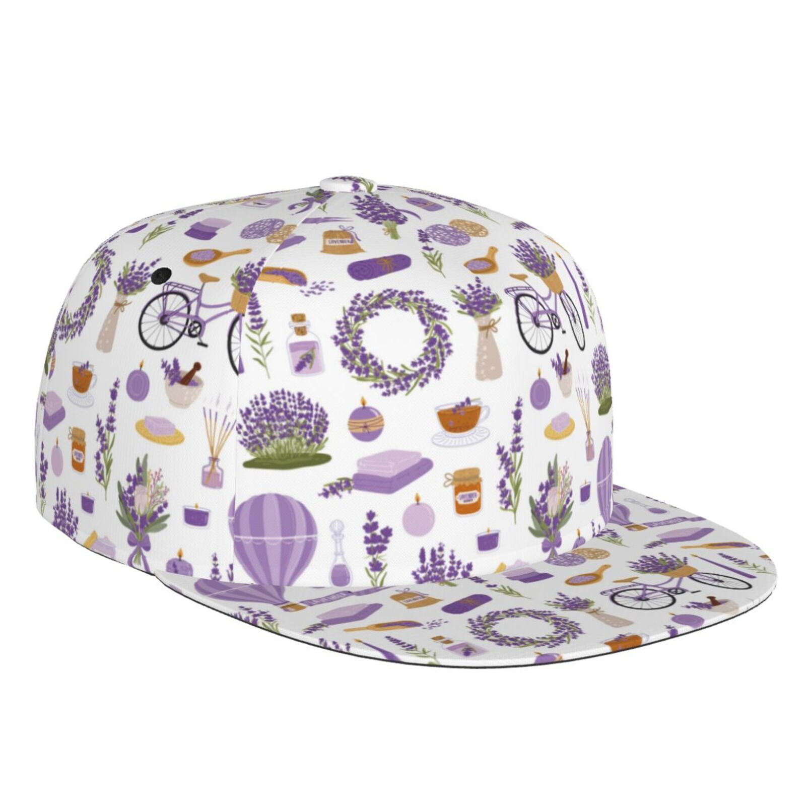 Fotbe Lavender Flowers Flat Bill Visor Cap Classic Snapback Hat ...