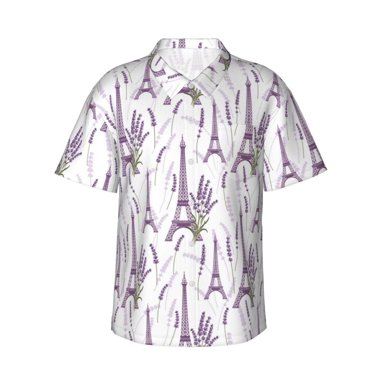 Fotbe Lavender Flowers Hawaiian Shirt for Men Unisex Summer Beach ...