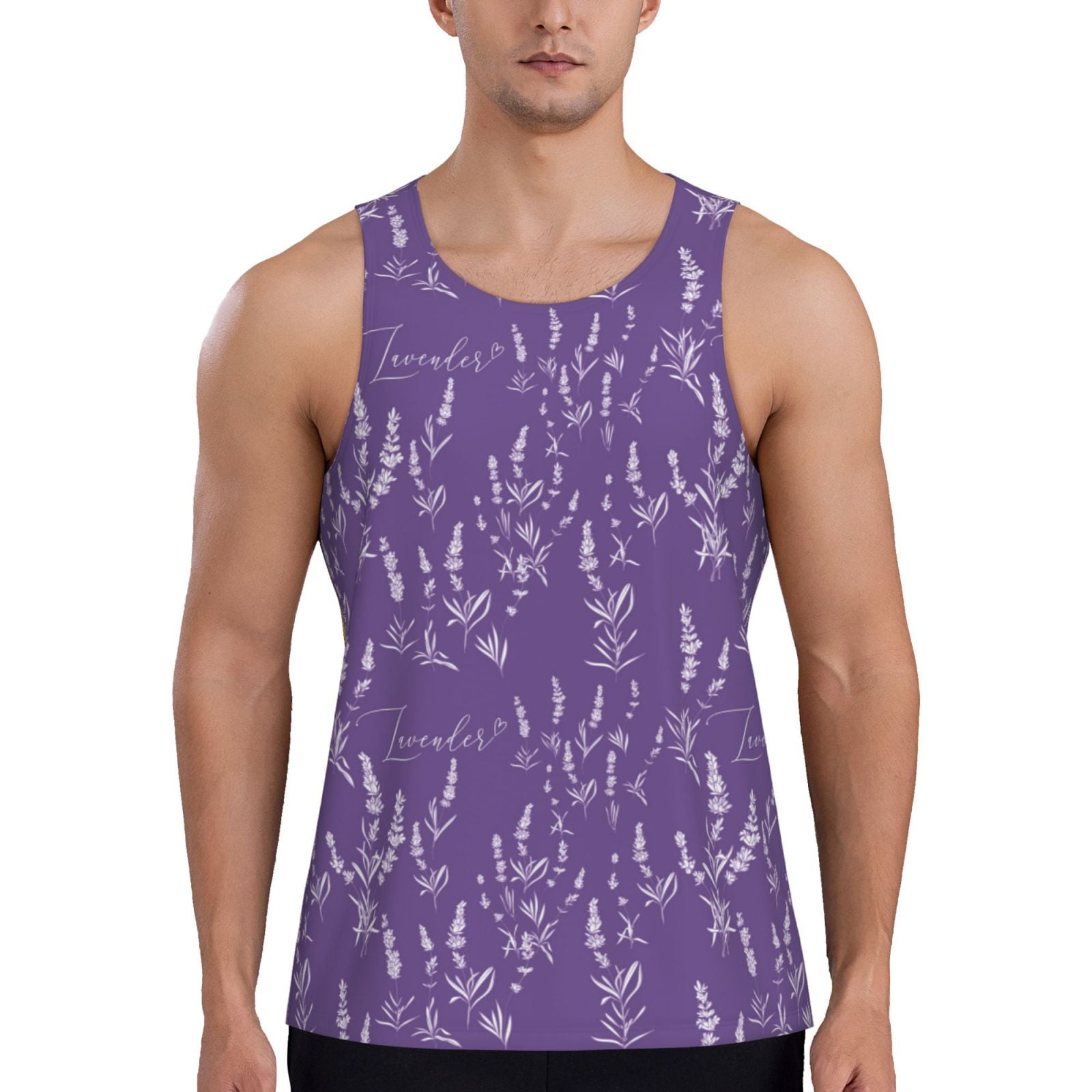 Fotbe Lavender Flowers Pattern Men's Quick Dry Workout Tank Top Gym ...