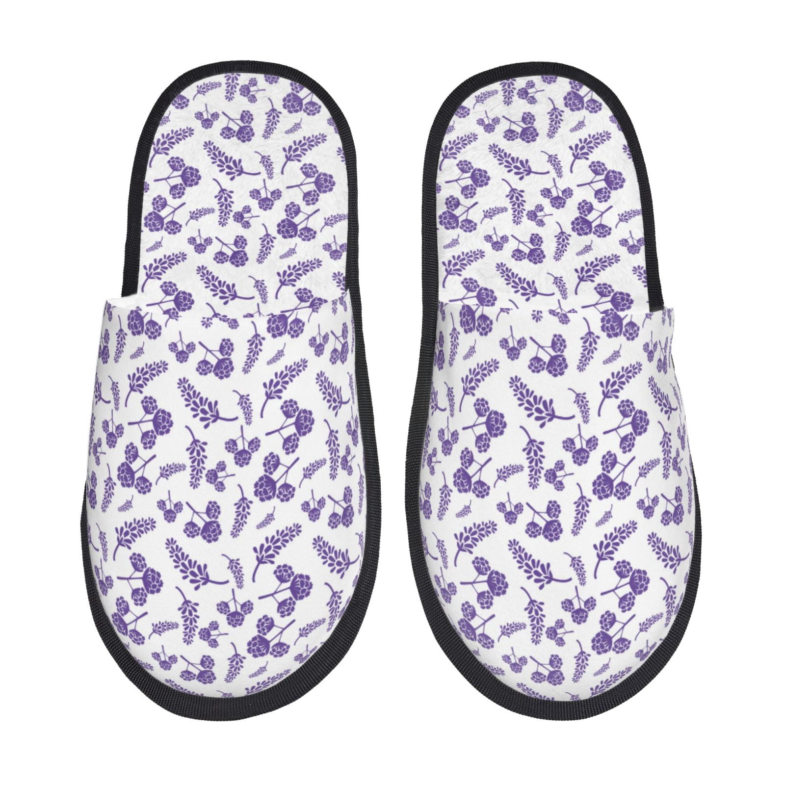 Fotbe Lavender Flowers Pattern Women's Fuzzy Slippers Plush Slippers ...