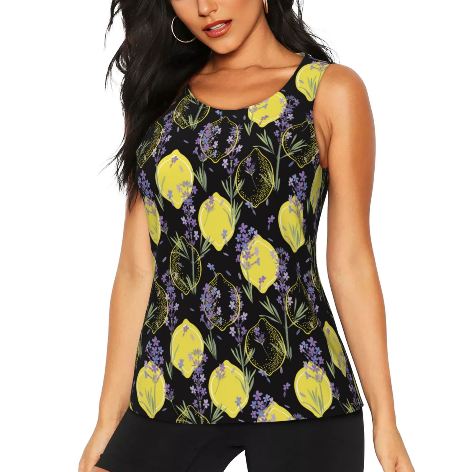 Fotbe Lavender Flowers Womens Loose Fit Casual Flowy Slim-Fit Tank Tops ...