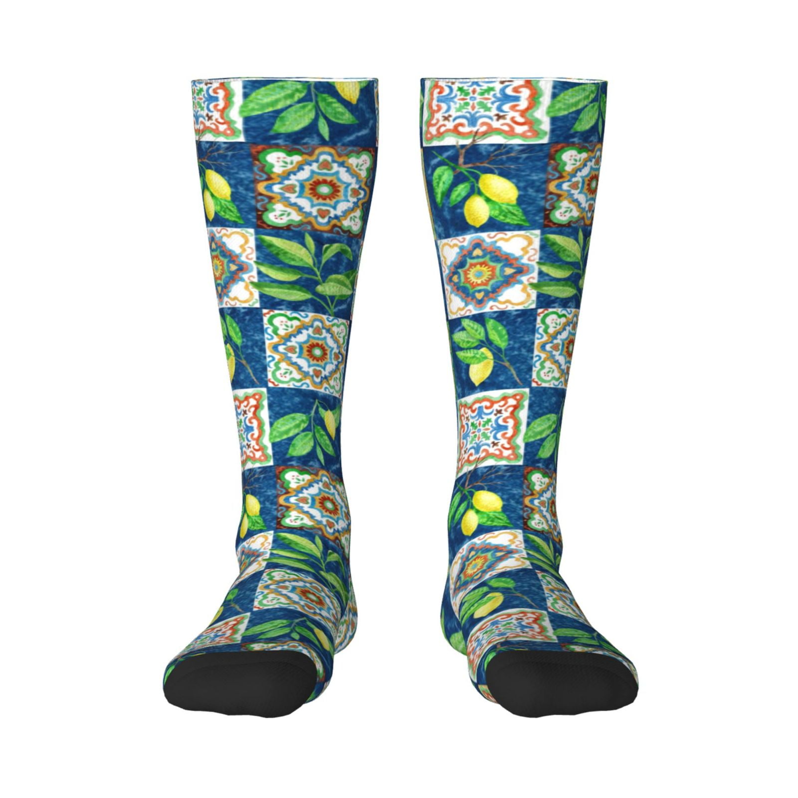 Fotbe Lemon and Leaves print Women's Men's Novelty Crew Socks Cotton ...