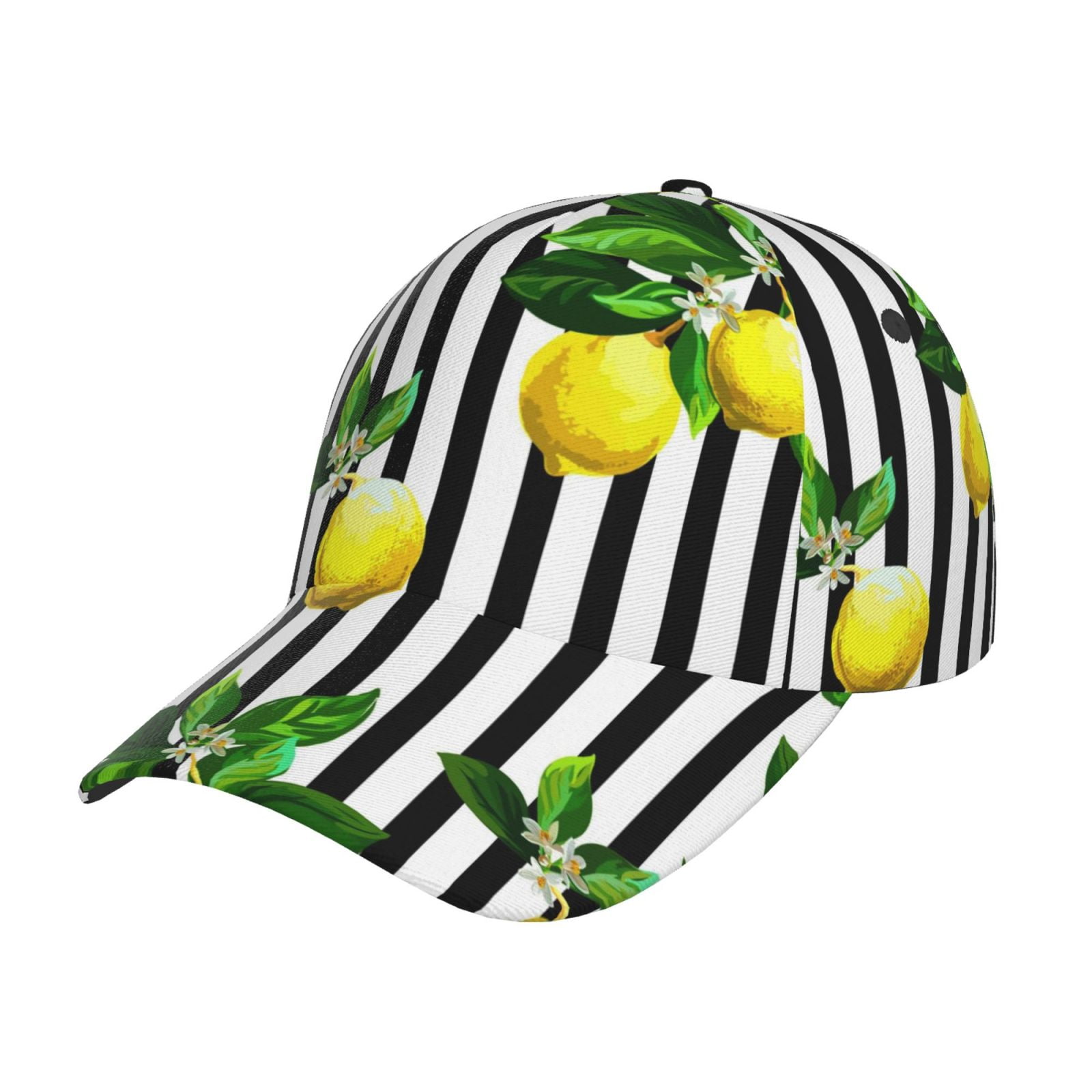 Fotbe Lemons On Striped Baseball Cap, Lemons On Striped Print Dad Hat ...