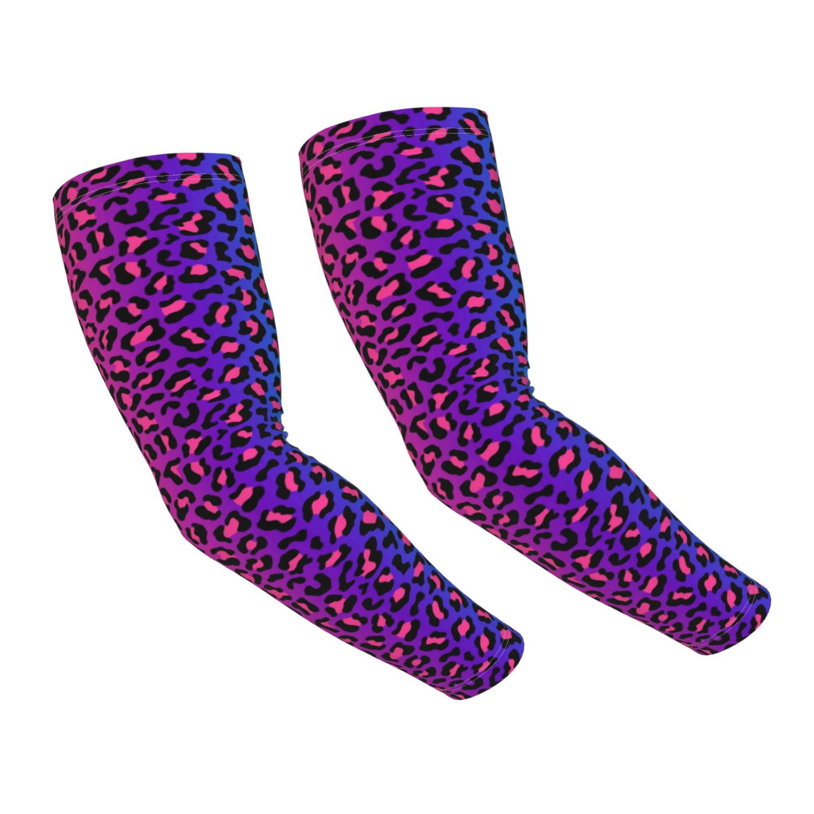 Fotbe Leopard Neon Rainbow Gradient UV Sun Protection Arm Sleeves ...