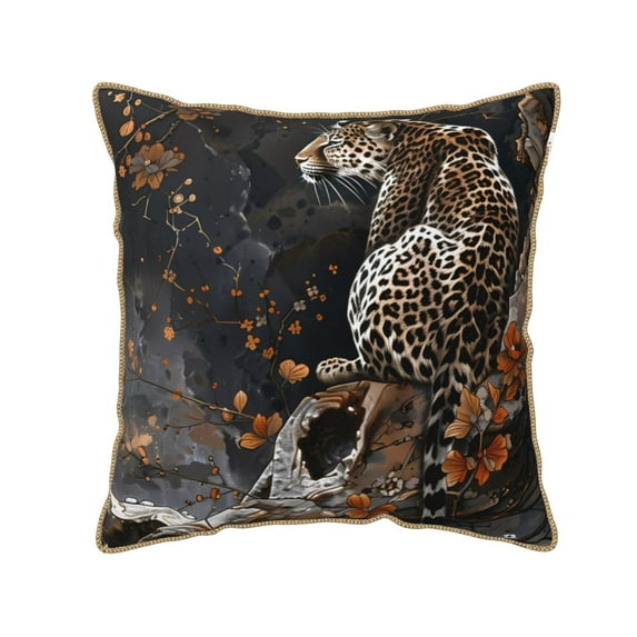 Fotbe Leopard On Tree Branch Pattern Velvet Decorative Throw Pillow ...