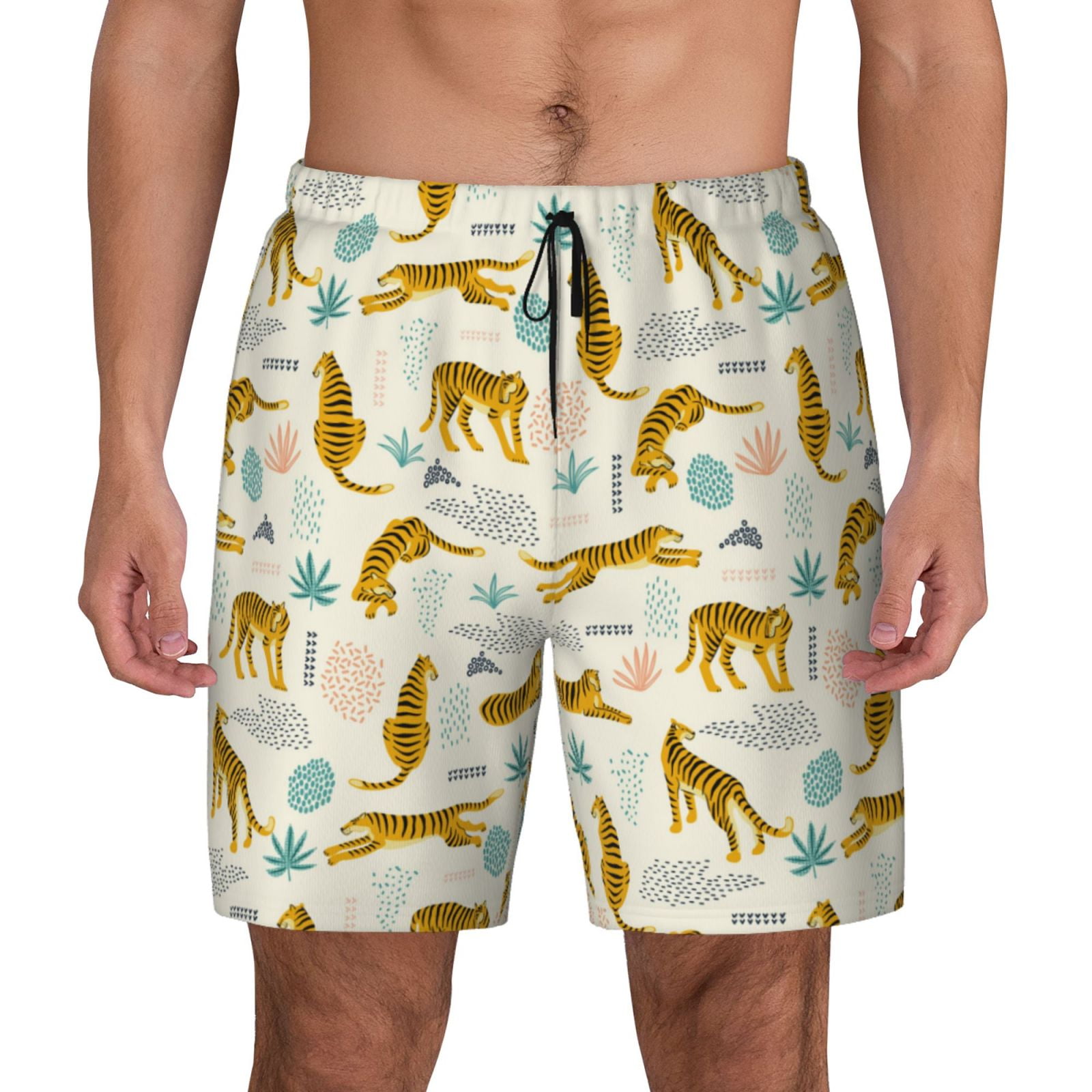 Fotbe Leopard Print Men’s Swim Trunks Quick Dry Swim Shorts Board ...