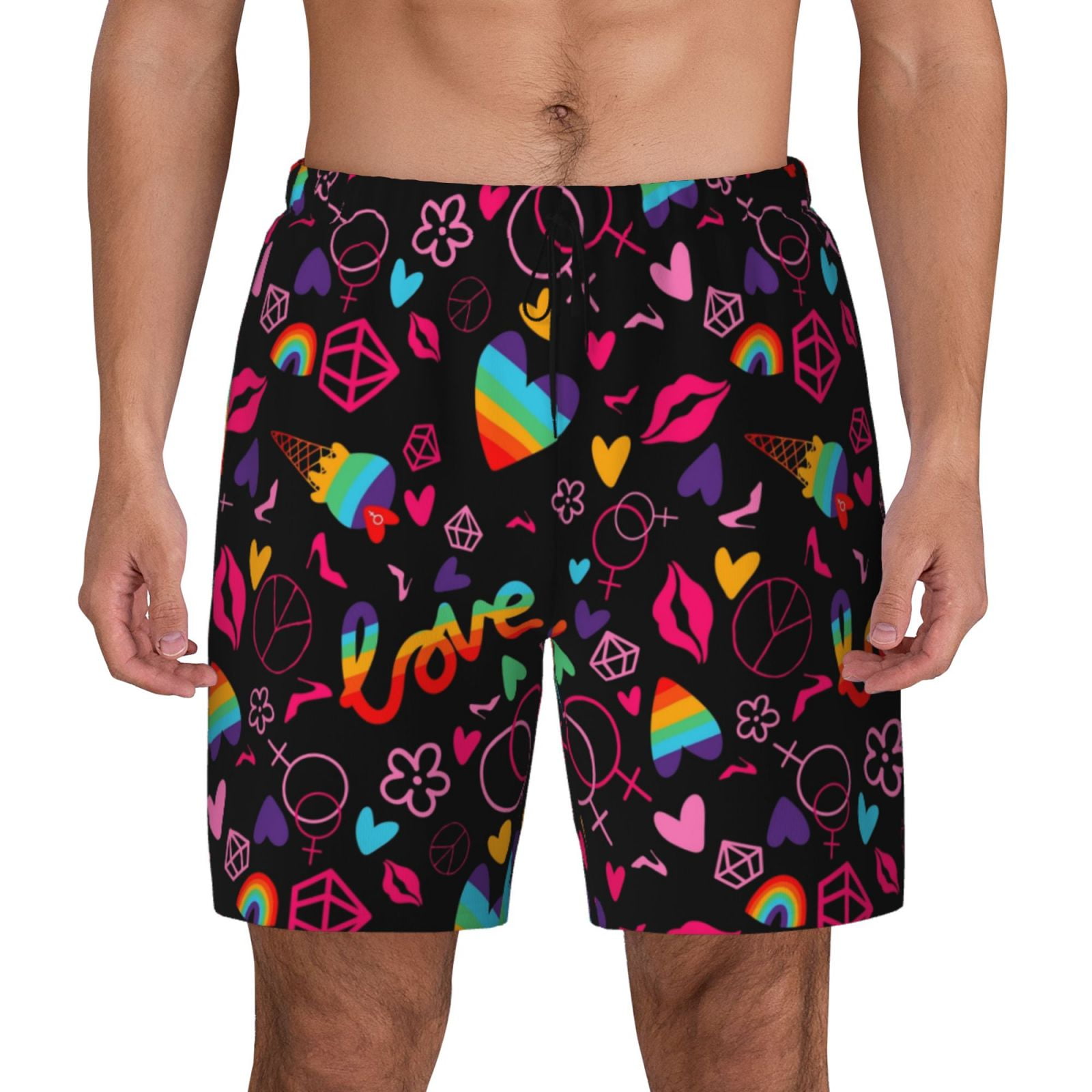Fotbe Lgbt Rainbow For Pride Men’s Swim Trunks Quick Dry Swim Shorts ...