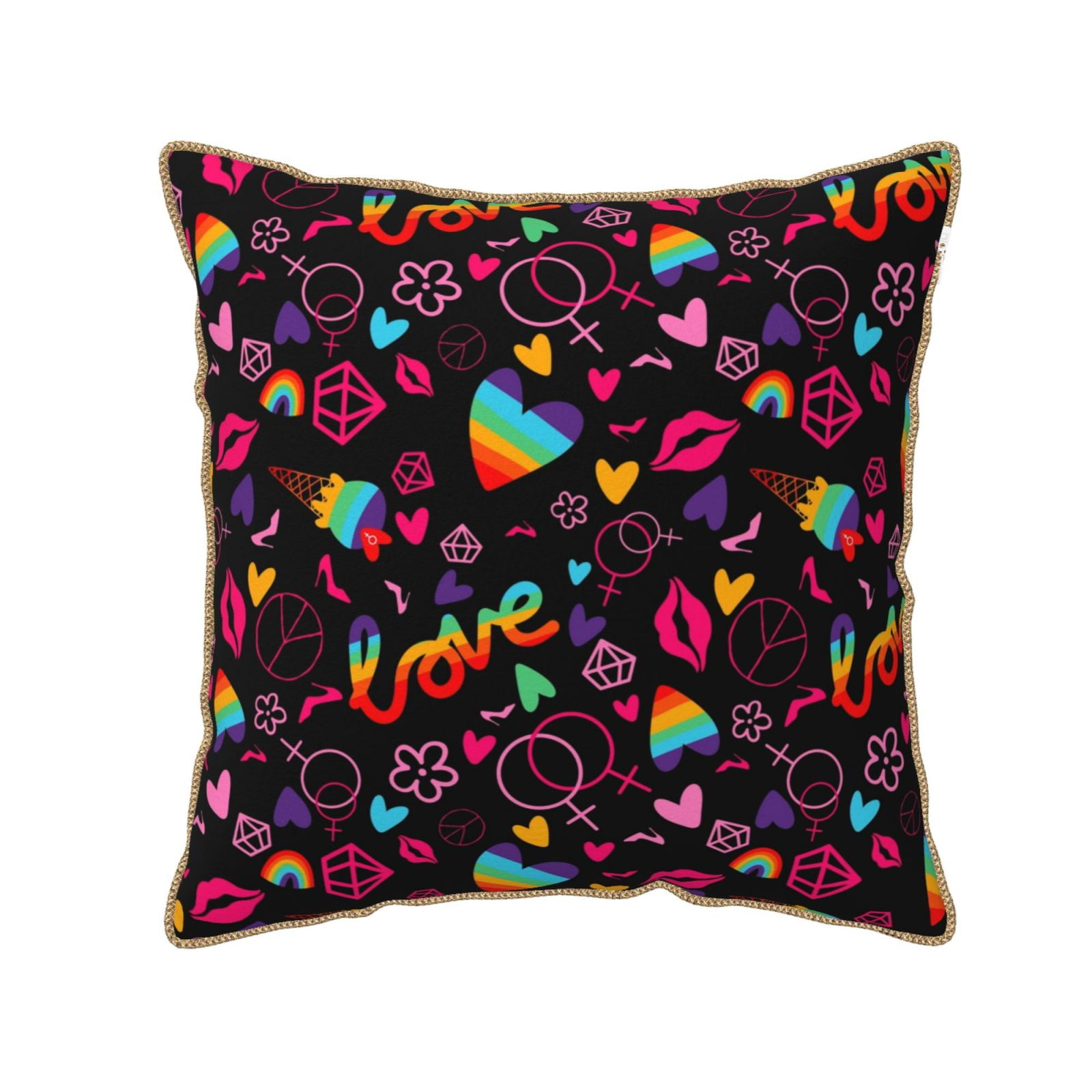 Fotbe Lgbt Rainbow For Pride Pattern Velvet Decorative Throw Pillow ...