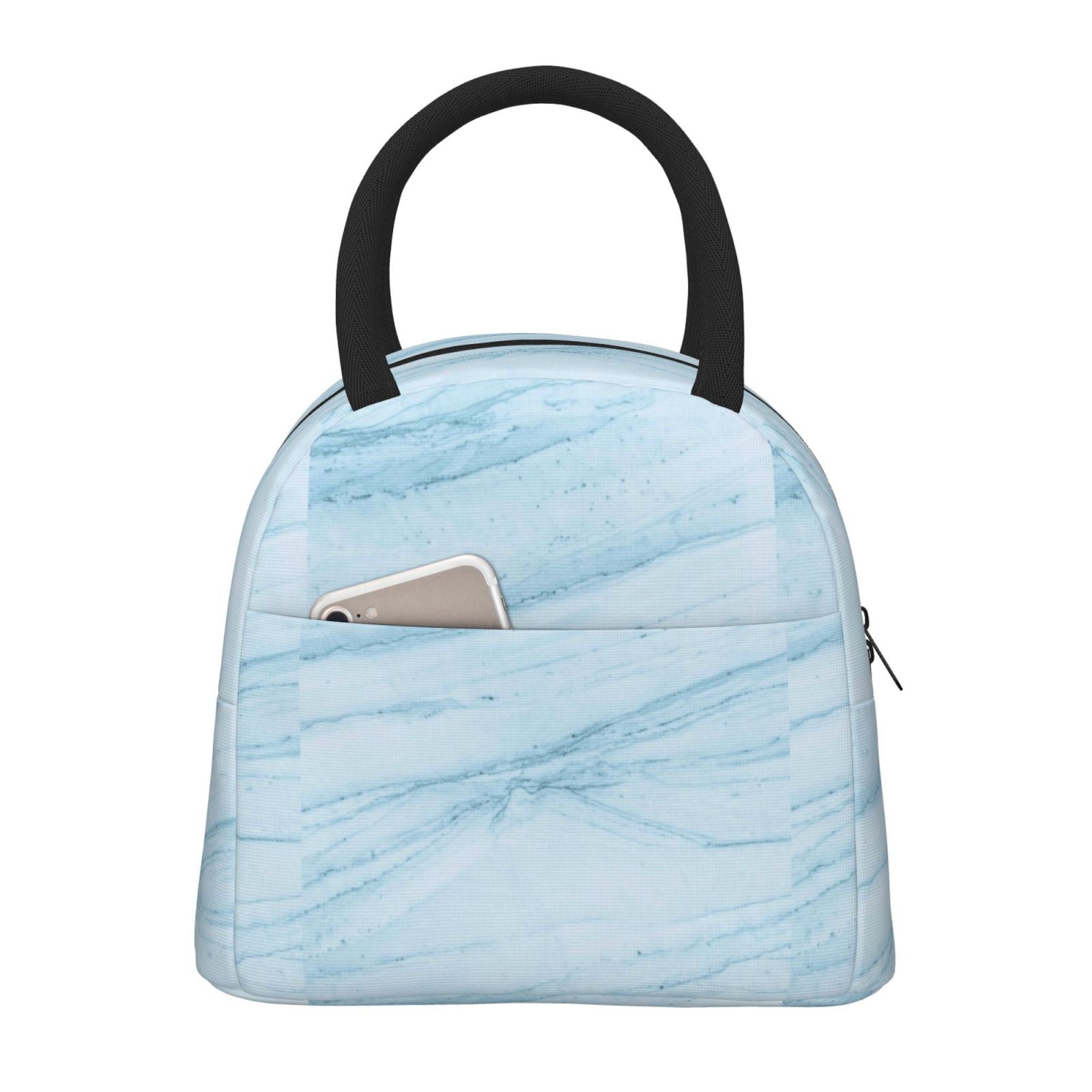 Fotbe Light Blue Marble Pattern Lunch Bag, Insulated Lunch Box, Small ...