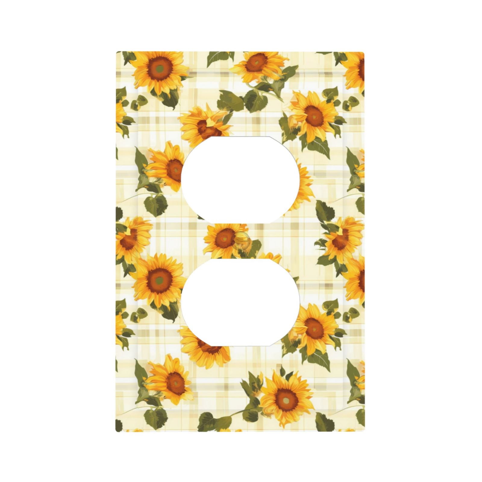 Fotbe Light Green Plaid Sunflower Print Duplex Receptacle Wall Plate, 1 ...
