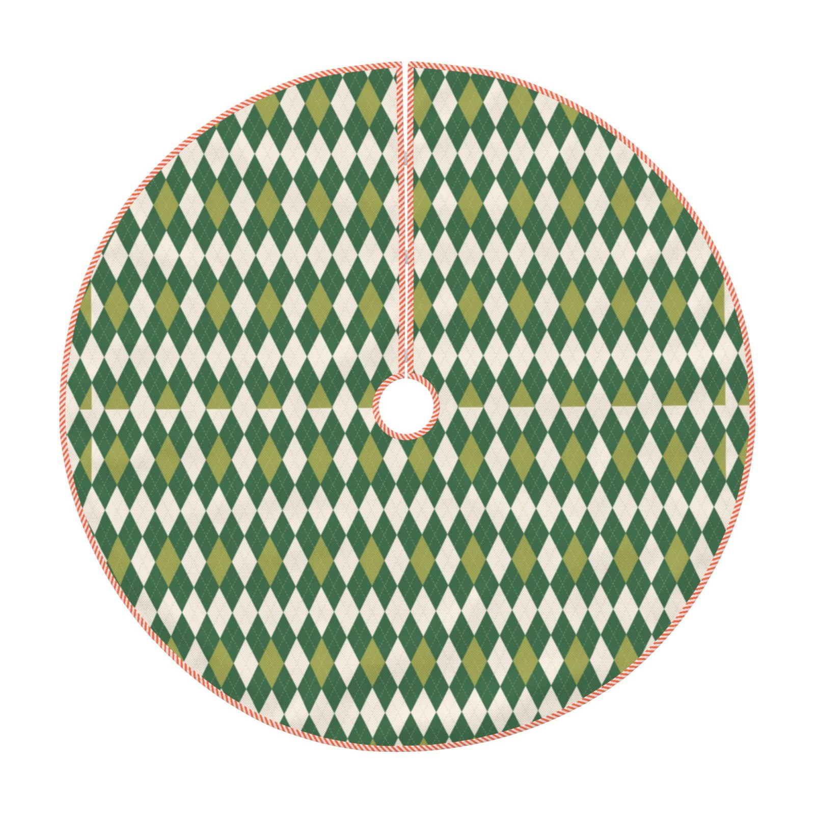 Fotbe Light Green Squares Pattern Christmas Tree Skirt, Tree Skirts ...