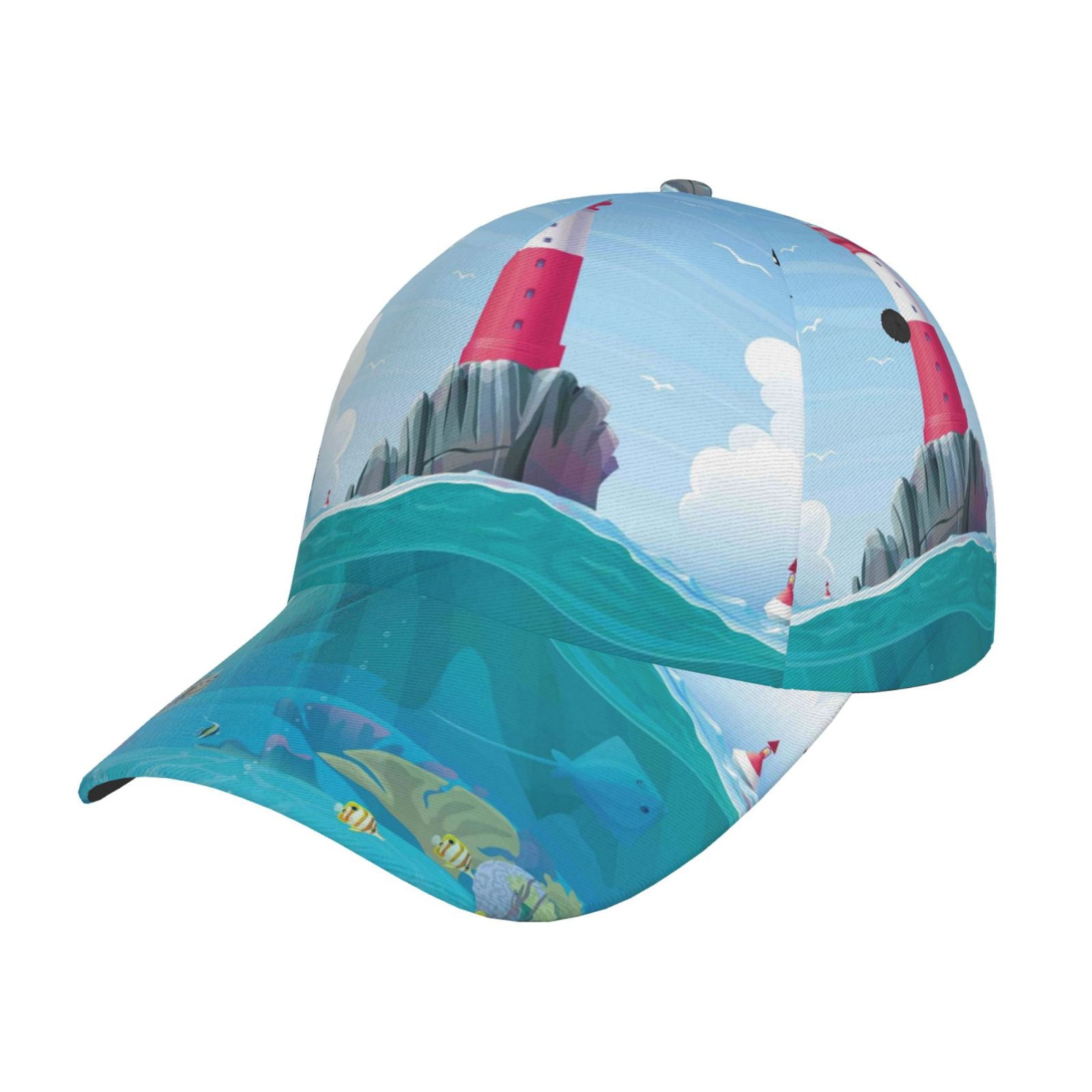 Fotbe Lighthouse Sea Port Baseball Cap, Lighthouse Sea Port Print Dad ...