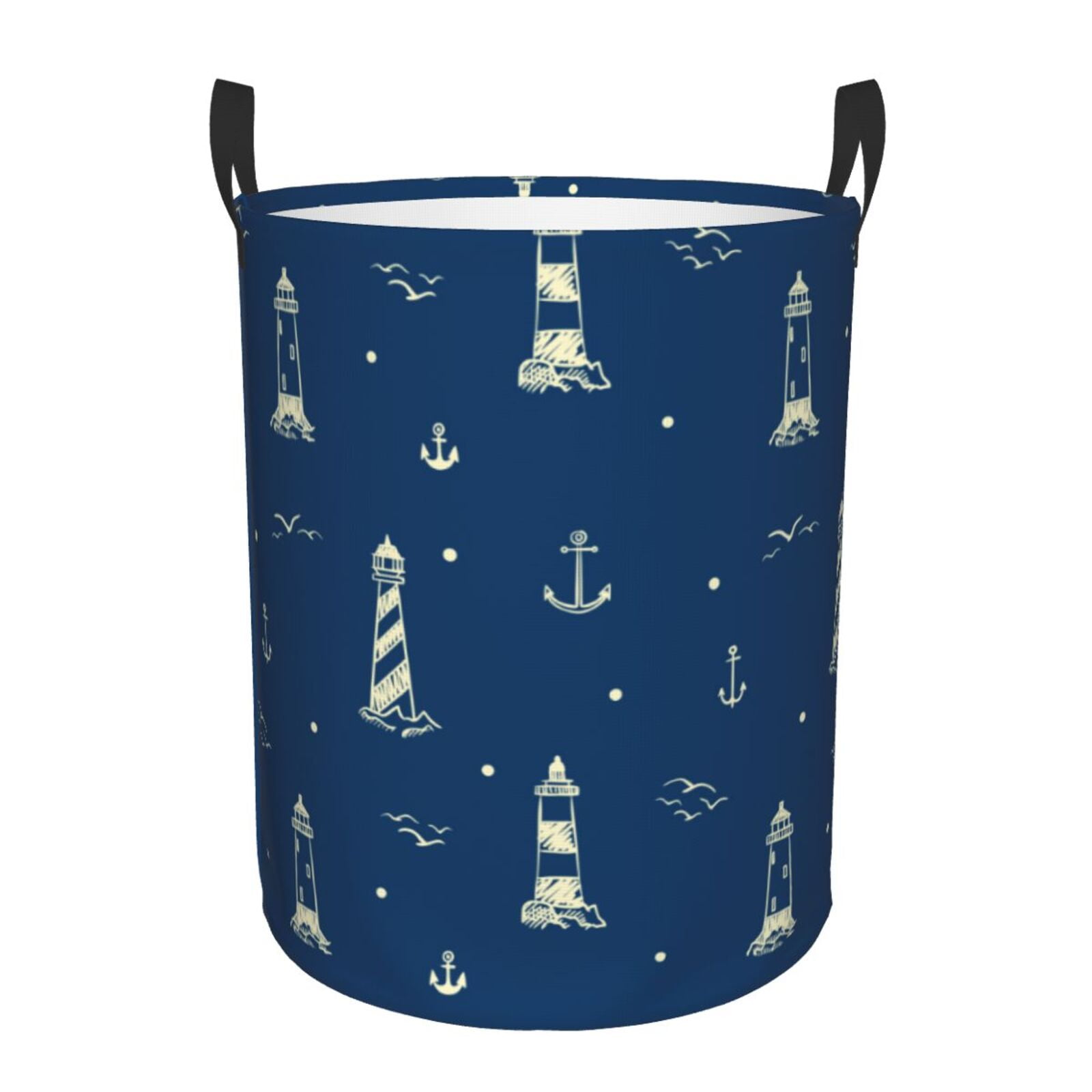 Fotbe Lighthouses and Anchors Laundry Basket with Handles, Waterproof ...