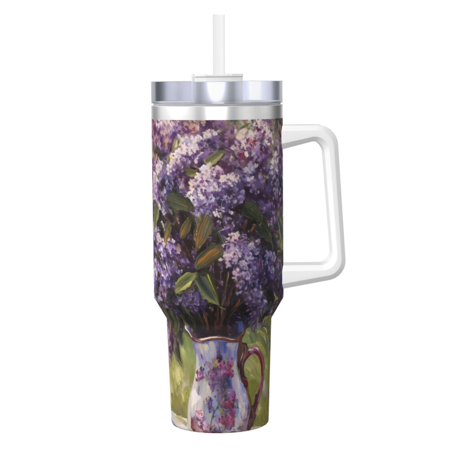 Fotbe Lilacs Teapot Scenic Painting Pattern 40oz Ice Bully With Handle ...