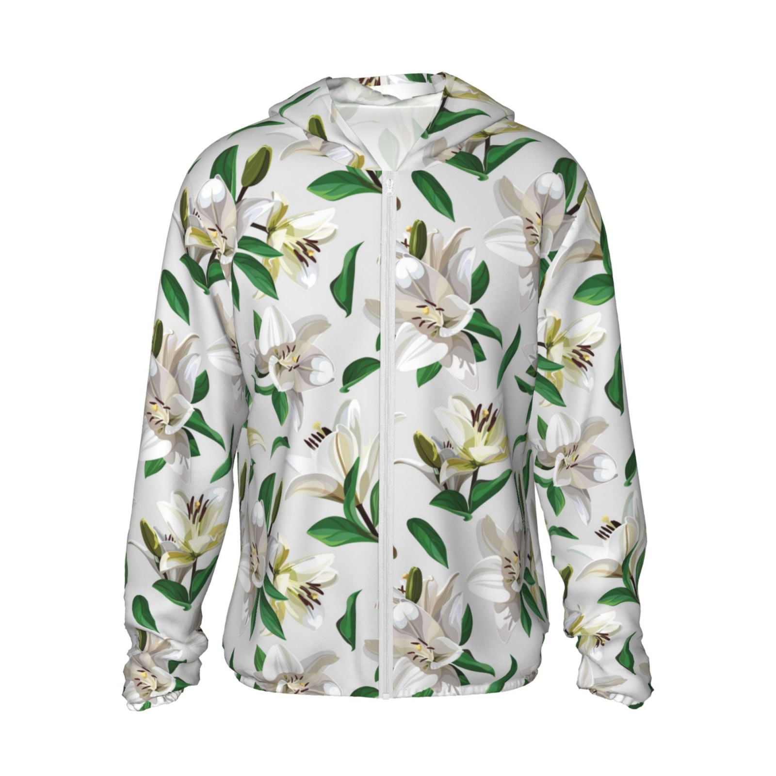 Fotbe Lilies Flowers Men's Women's UPF 50+ Sun Protection Jacket Hooded Cooling Shirt with ...