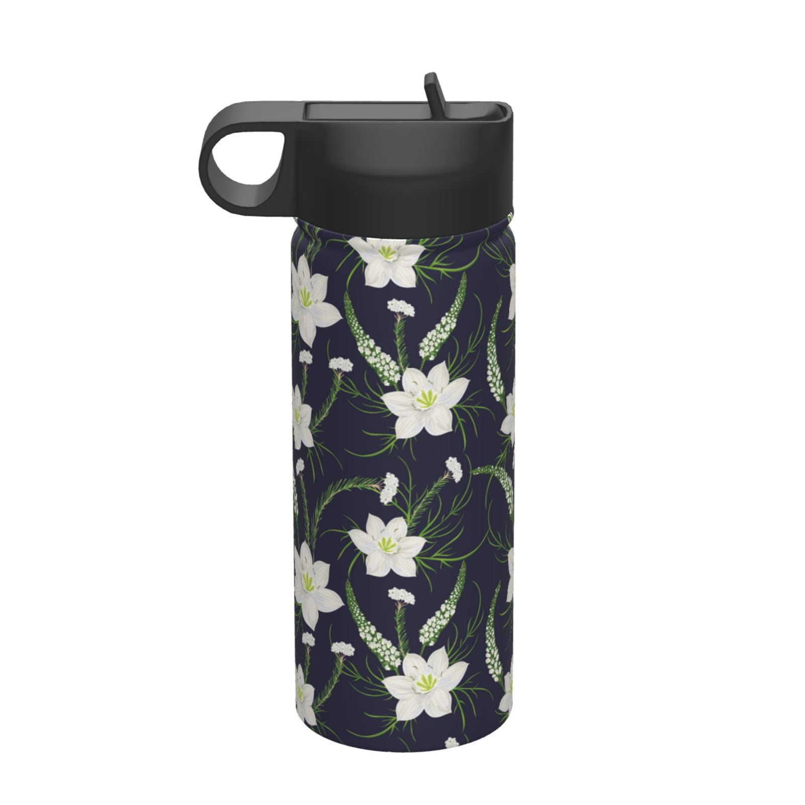 Fotbe Lilies Flowers Pattern 18oz Sports Insulated Kettle Stainless ...