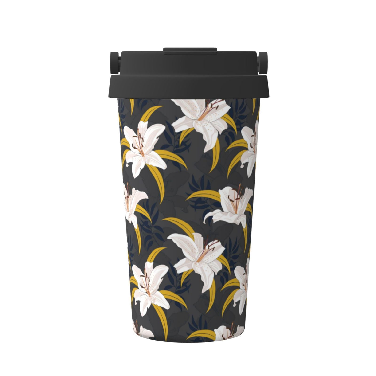 Fotbe Lilies Flowers Printed Insulated Travel Coffee Mug Spill Proof ...
