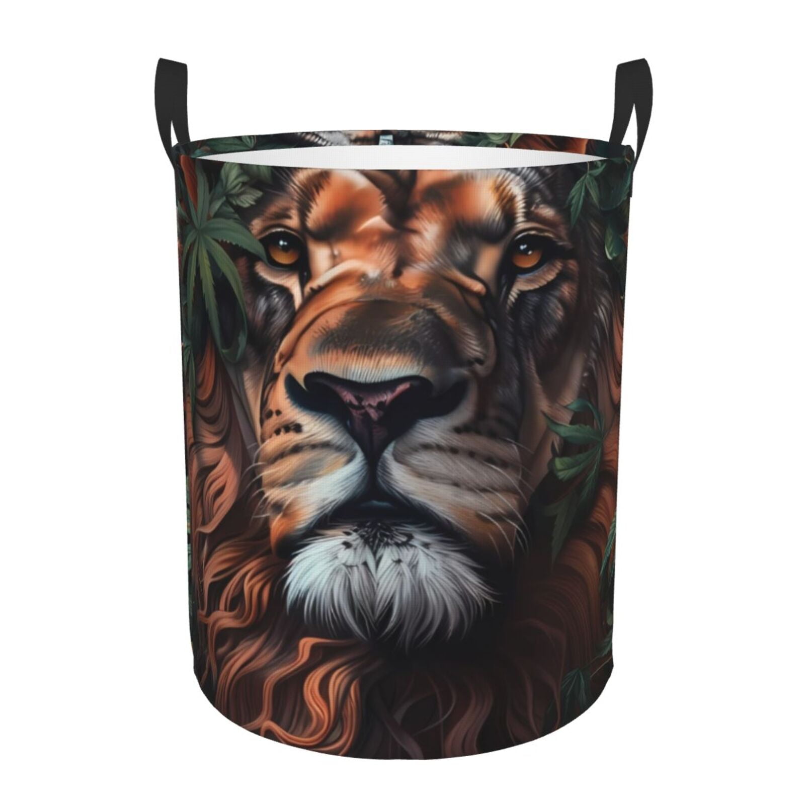 Fotbe Lion Forest Crown Pattern Laundry Basket with Handles, Waterproof ...
