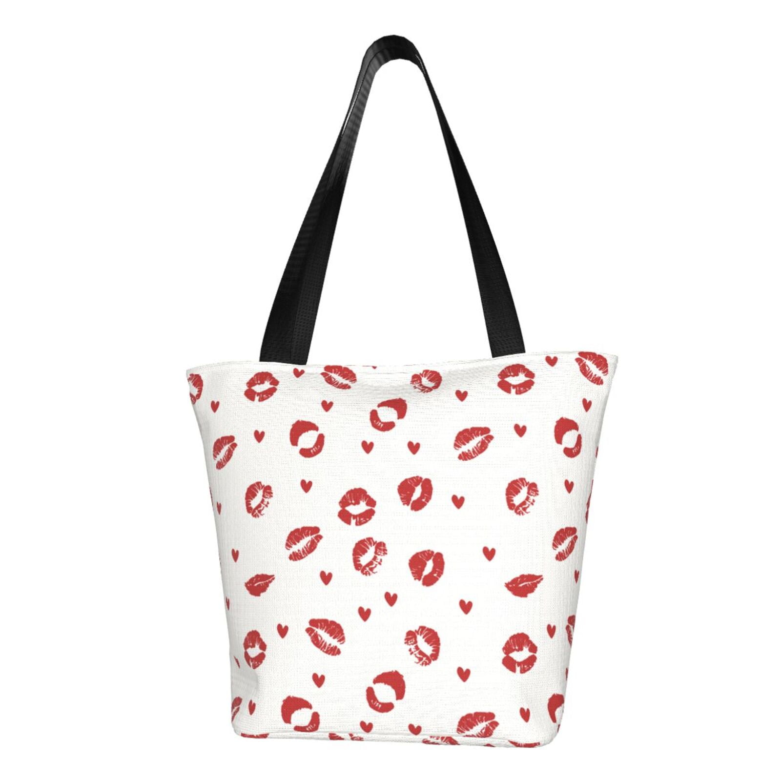 Fotbe Lips Kiss Pattern Beach Tote,Shoulder Handbag,Spacious Tote Bag ...