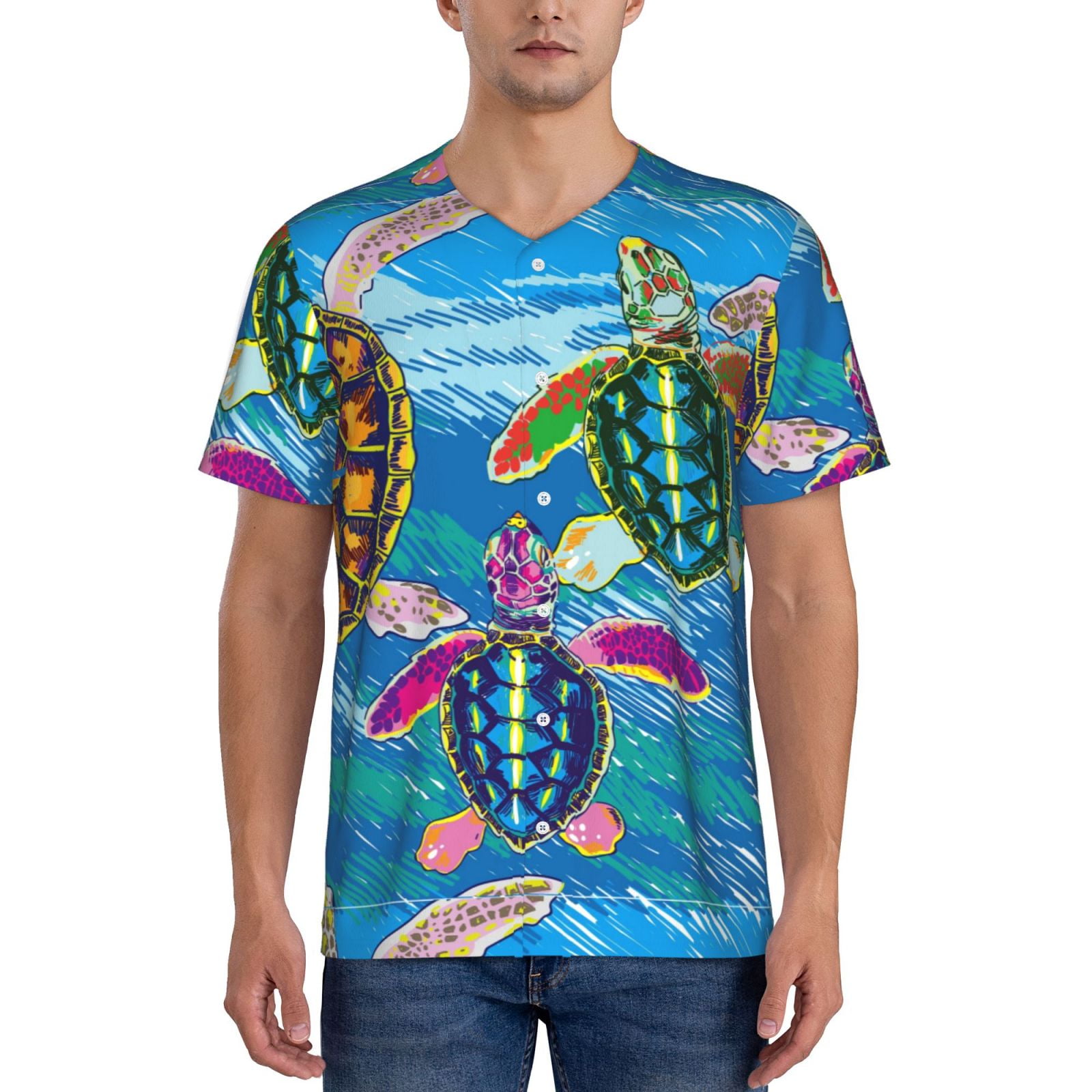 Fotbe Little Sea Turtles Baseball Jersey Shirt for Men and Women ...