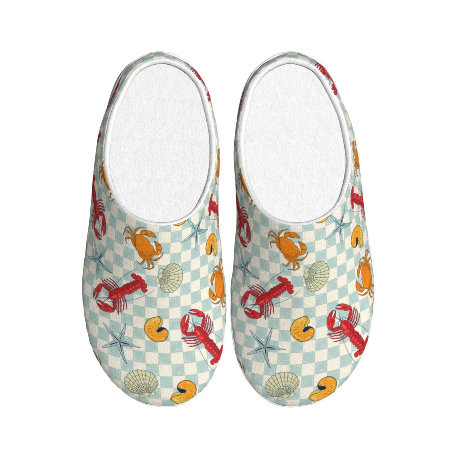 Fotbe Lobster Sea Shell Pattern Women's Fuzzy Curly Fur Memory Foam ...