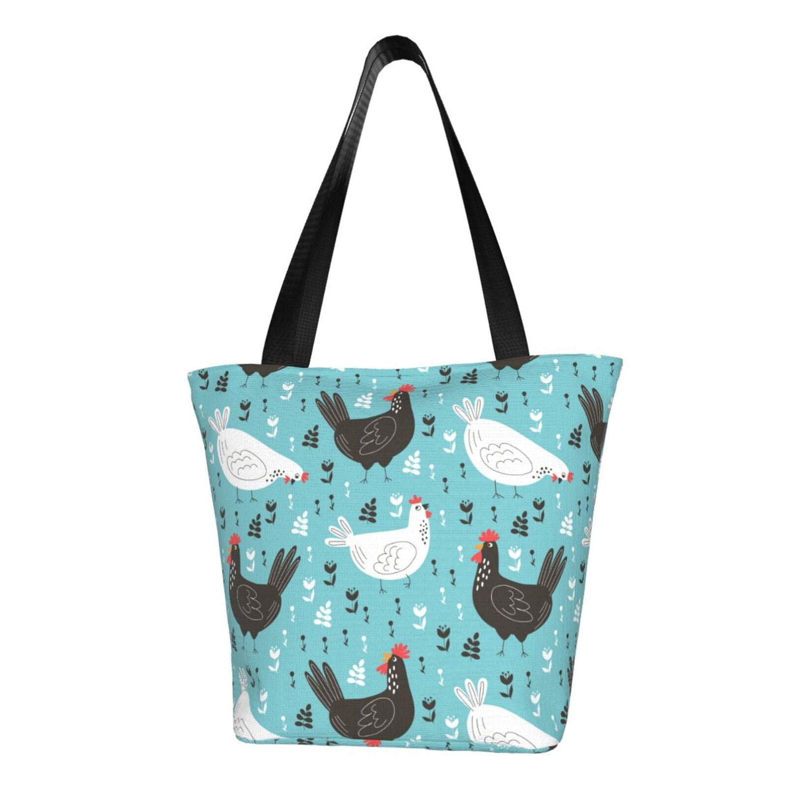 Fotbe Lovely Roosters Pattern Beach Tote,Shoulder Handbag,Spacious Tote ...