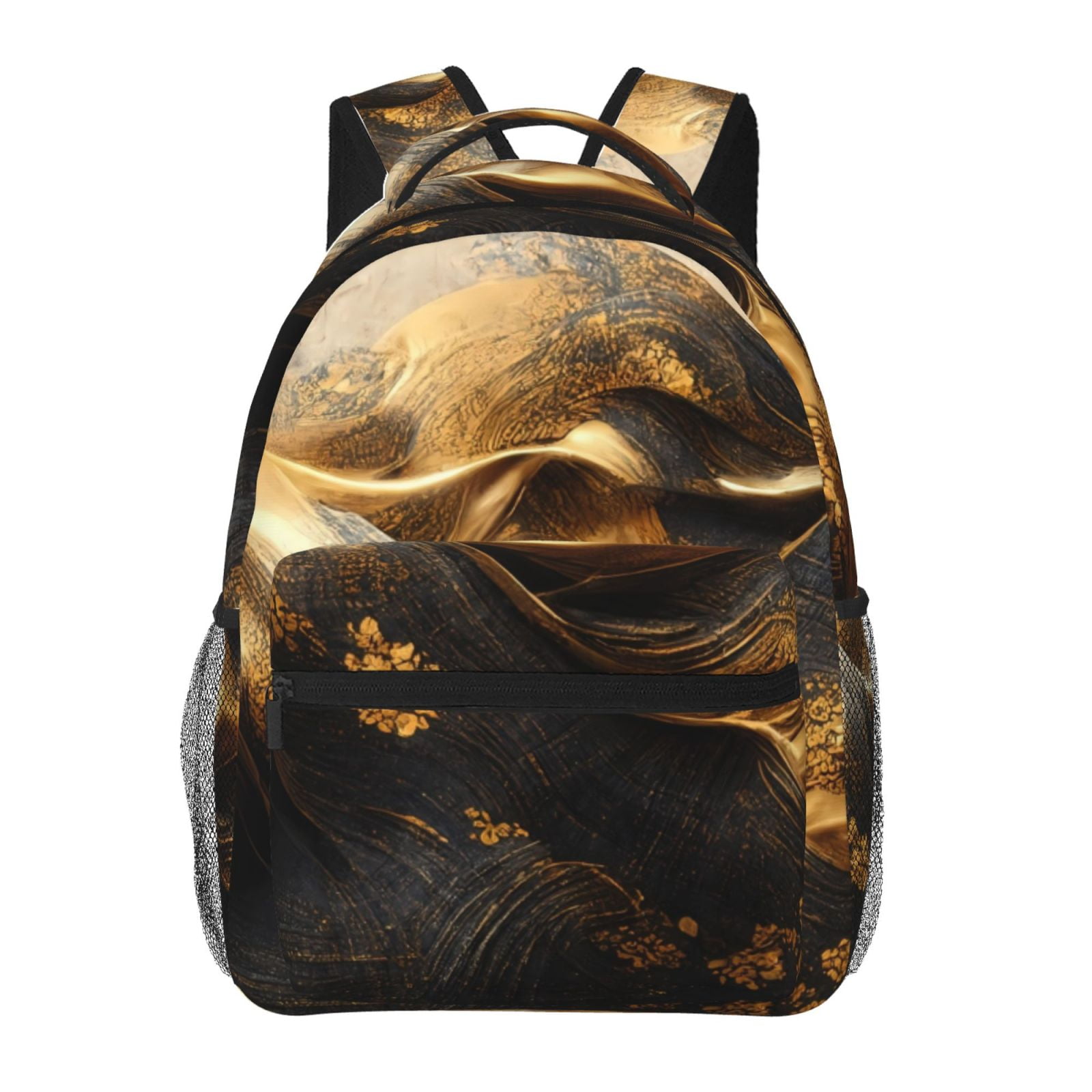 Fotbe Luxurious Gold Flow Pattern Casual Backpack for School, Travel ...