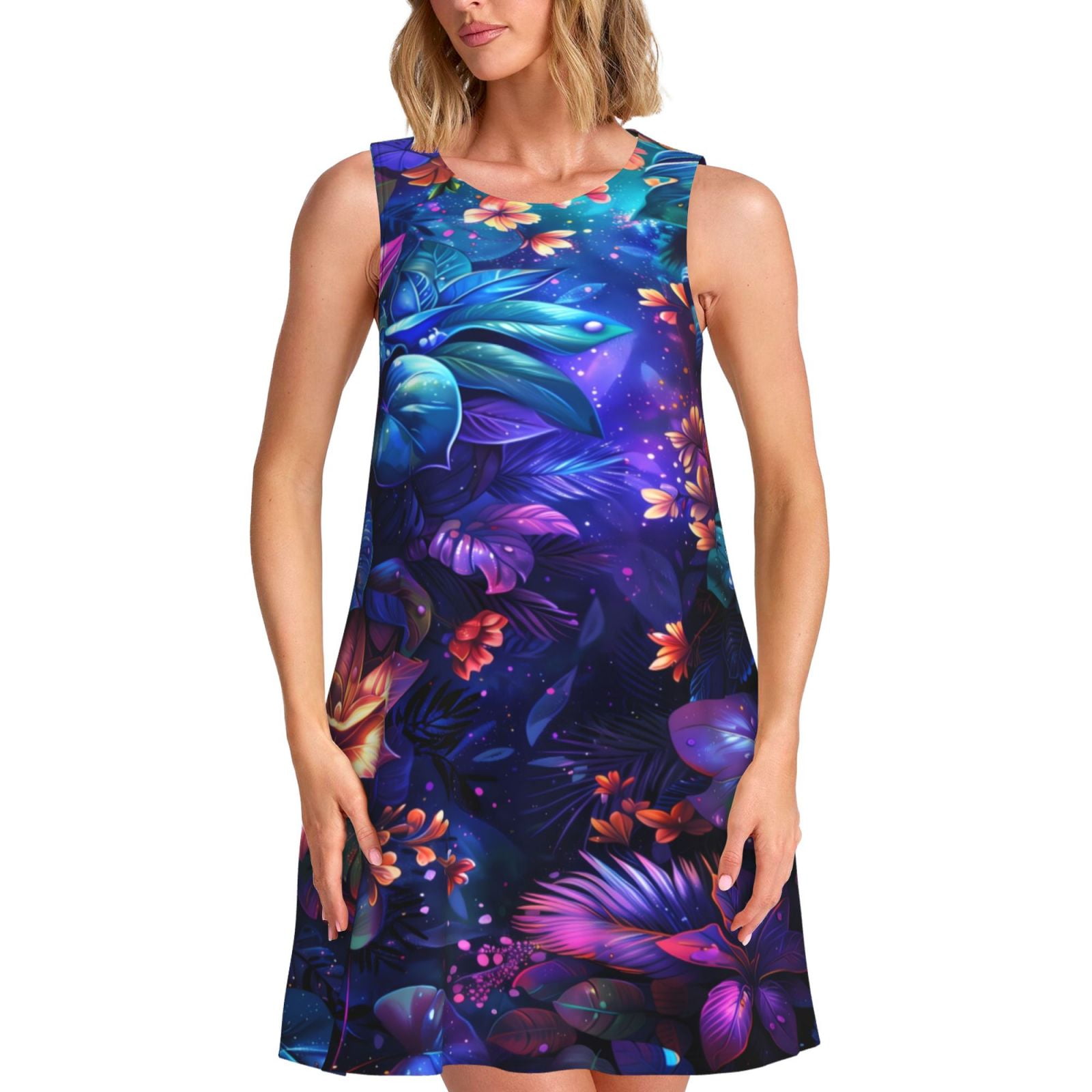 Fotbe Magic Colorful Forest Leaves Pattern Women’s Summer Tank Midi ...