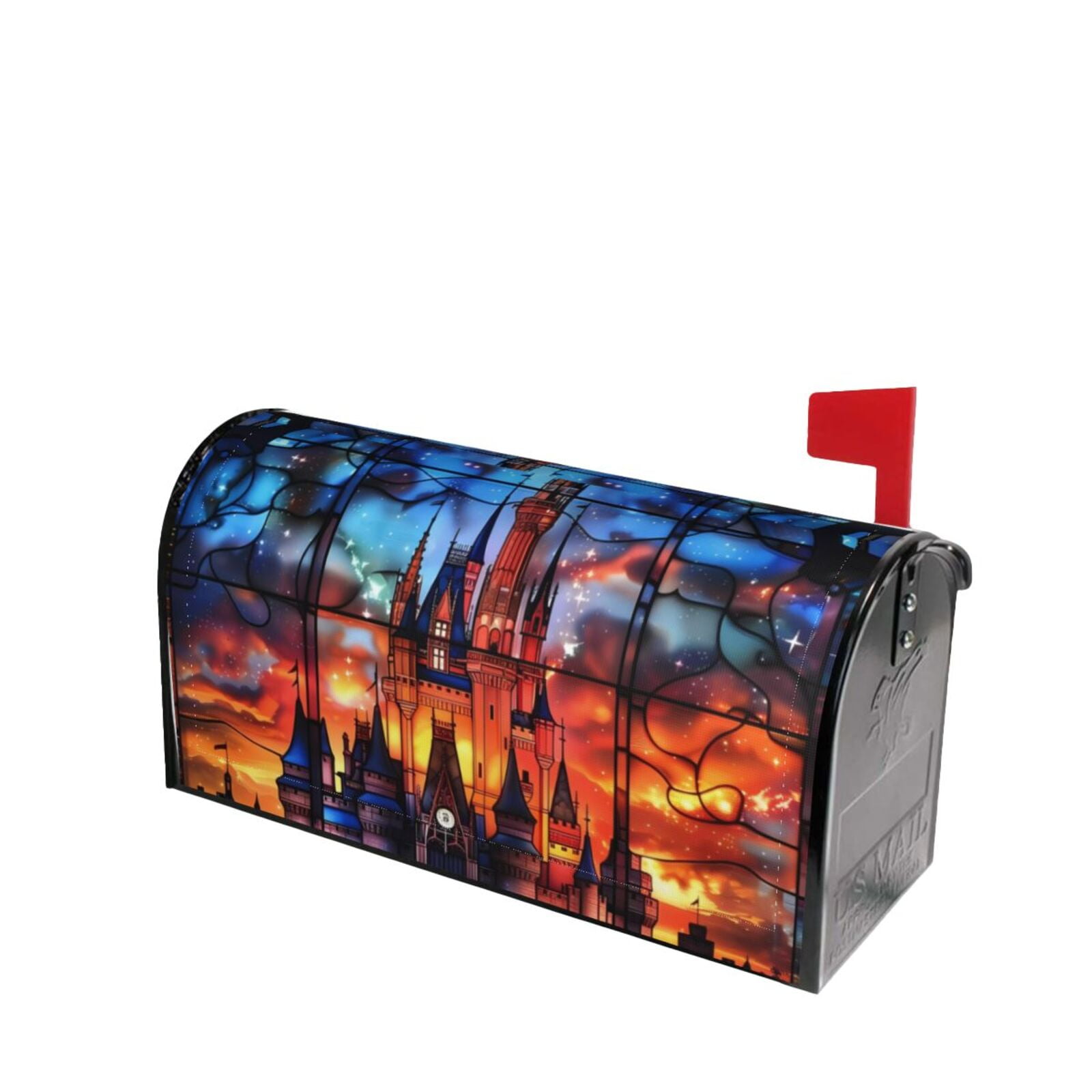 Fotbe Magical Stained Glass Castle Mailbox Covers Post Letter Box Cover ...