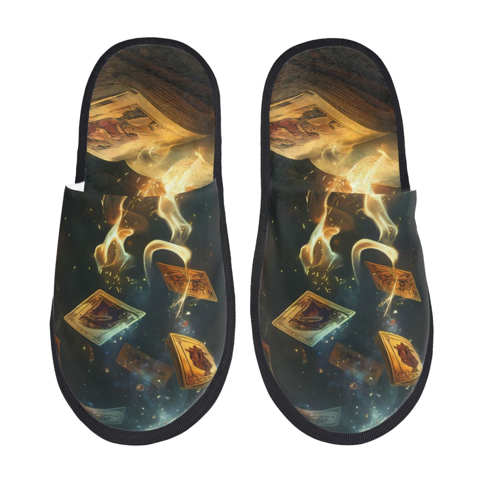 Fotbe Magical Tarot Reading Pattern Women's Fuzzy Slippers Plush ...