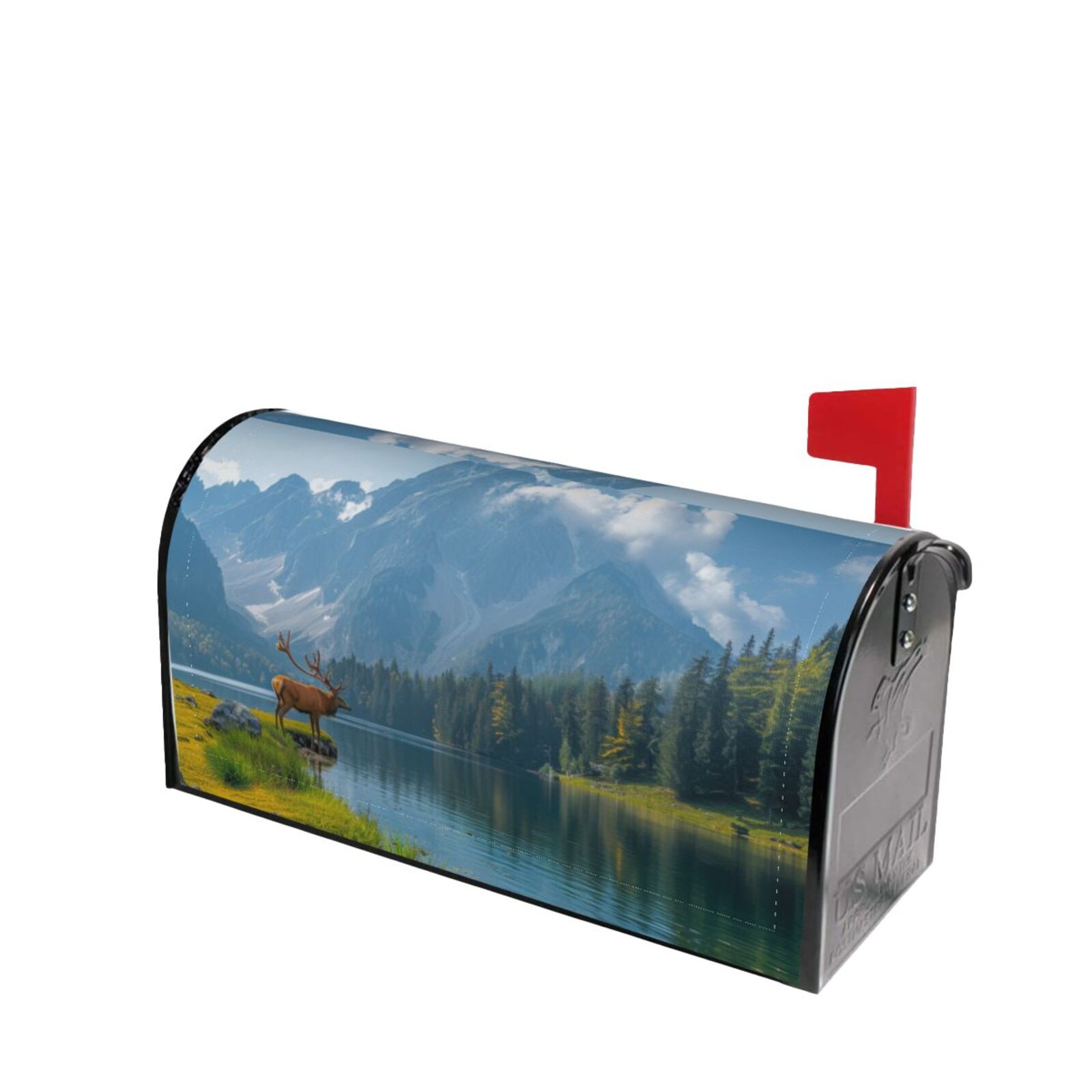 Fotbe Majestic Deer Mountain Lake Mailbox Covers Post Letter Box Cover ...