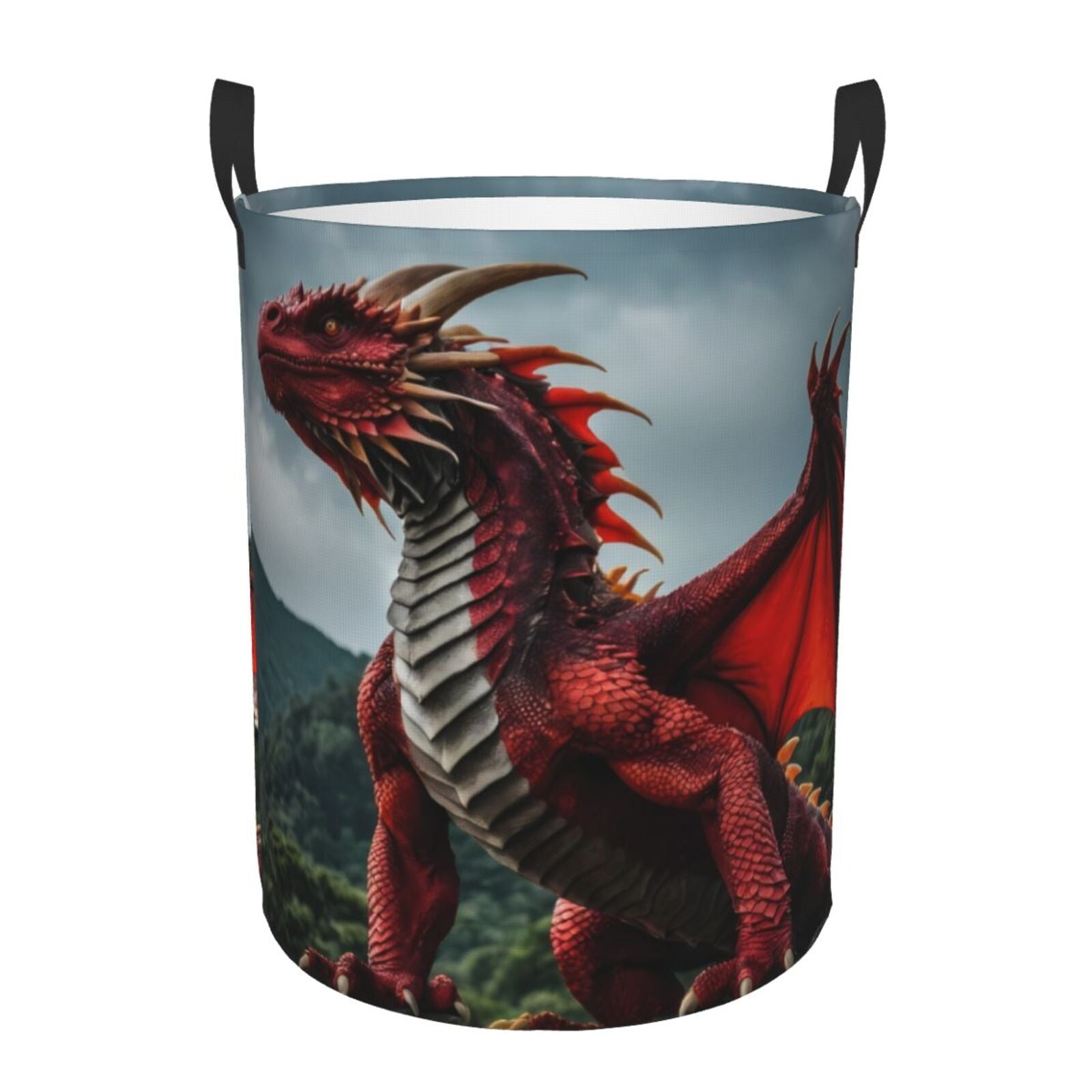 Fotbe Majestic Red Dragon Pattern Laundry Basket with Handles ...