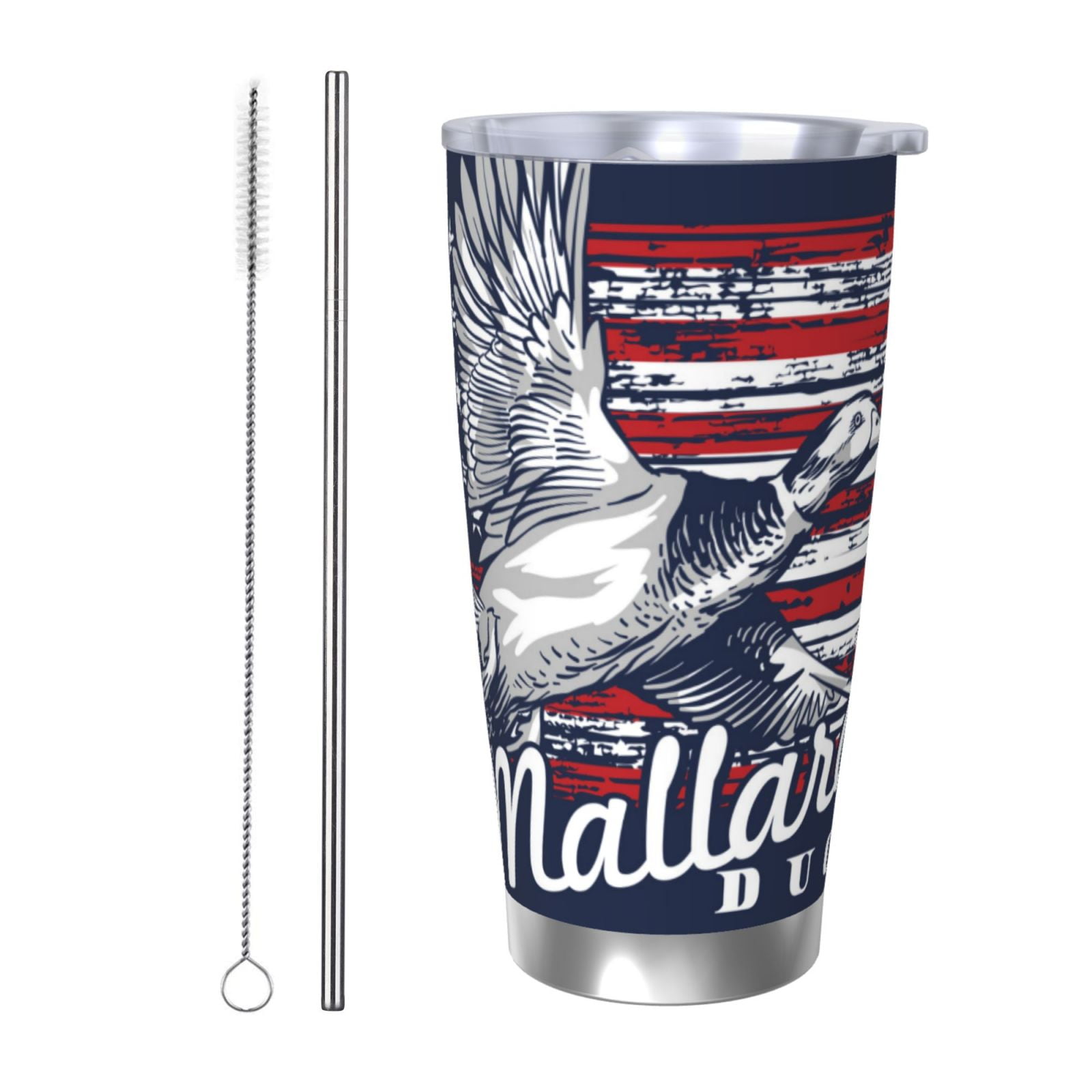 Fotbe Mallard Duck With American Flag Pattern 20 oz Tumbler Stainless ...