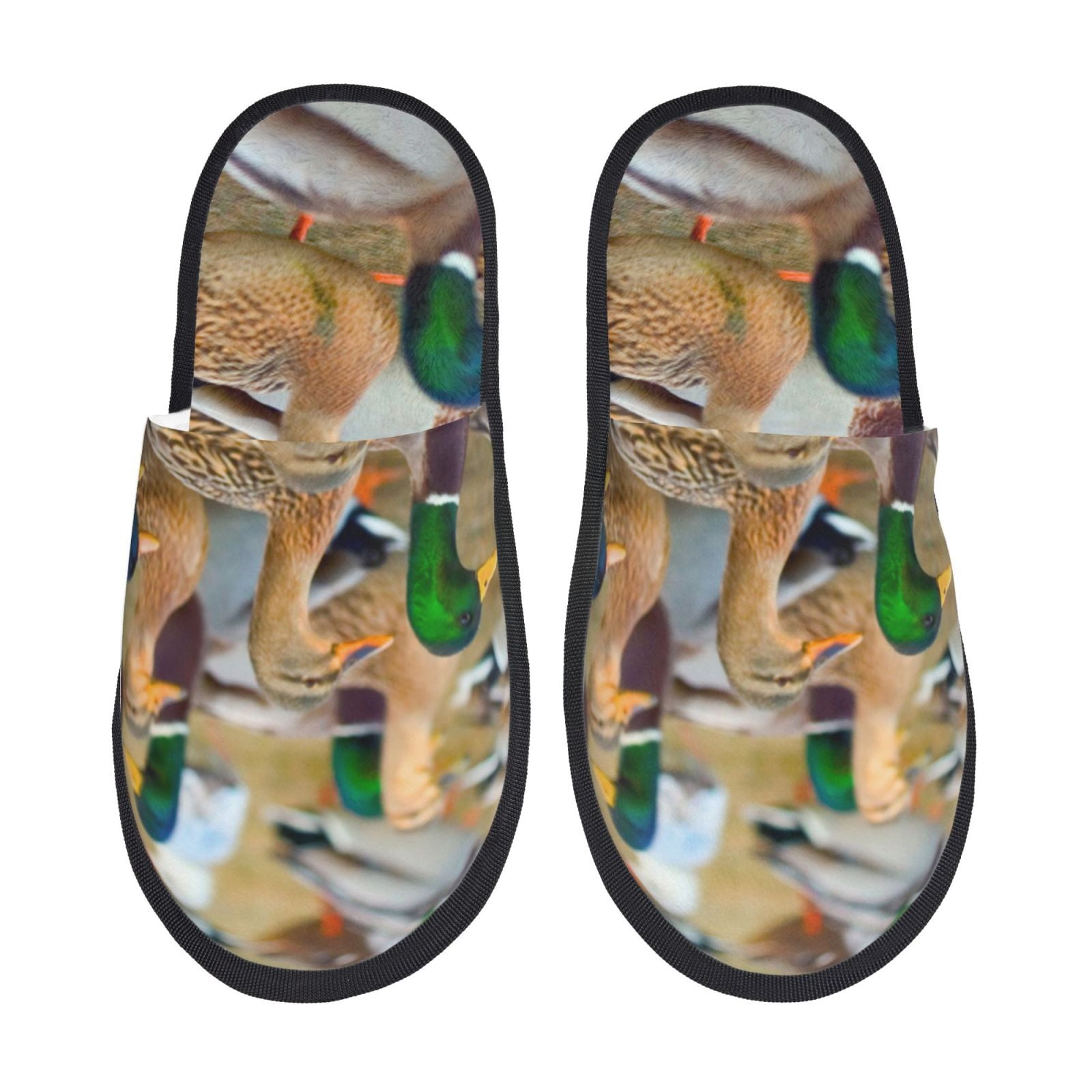 Fotbe Mallard Ducks Pattern Women's Fuzzy Slippers Plush Slippers ...