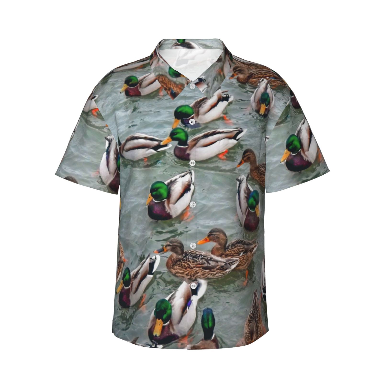 Fotbe Mallard Ducks Swimming Hawaiian Shirt for Men Unisex Summer Beach ...