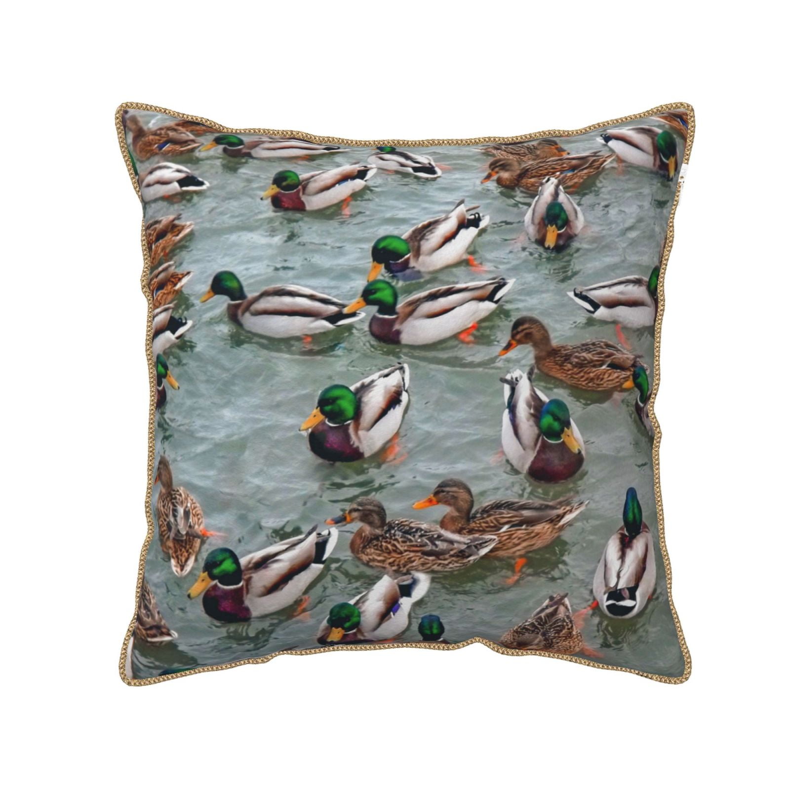 Fotbe Mallard Ducks Swimming Pattern Velvet Decorative Throw Pillow ...